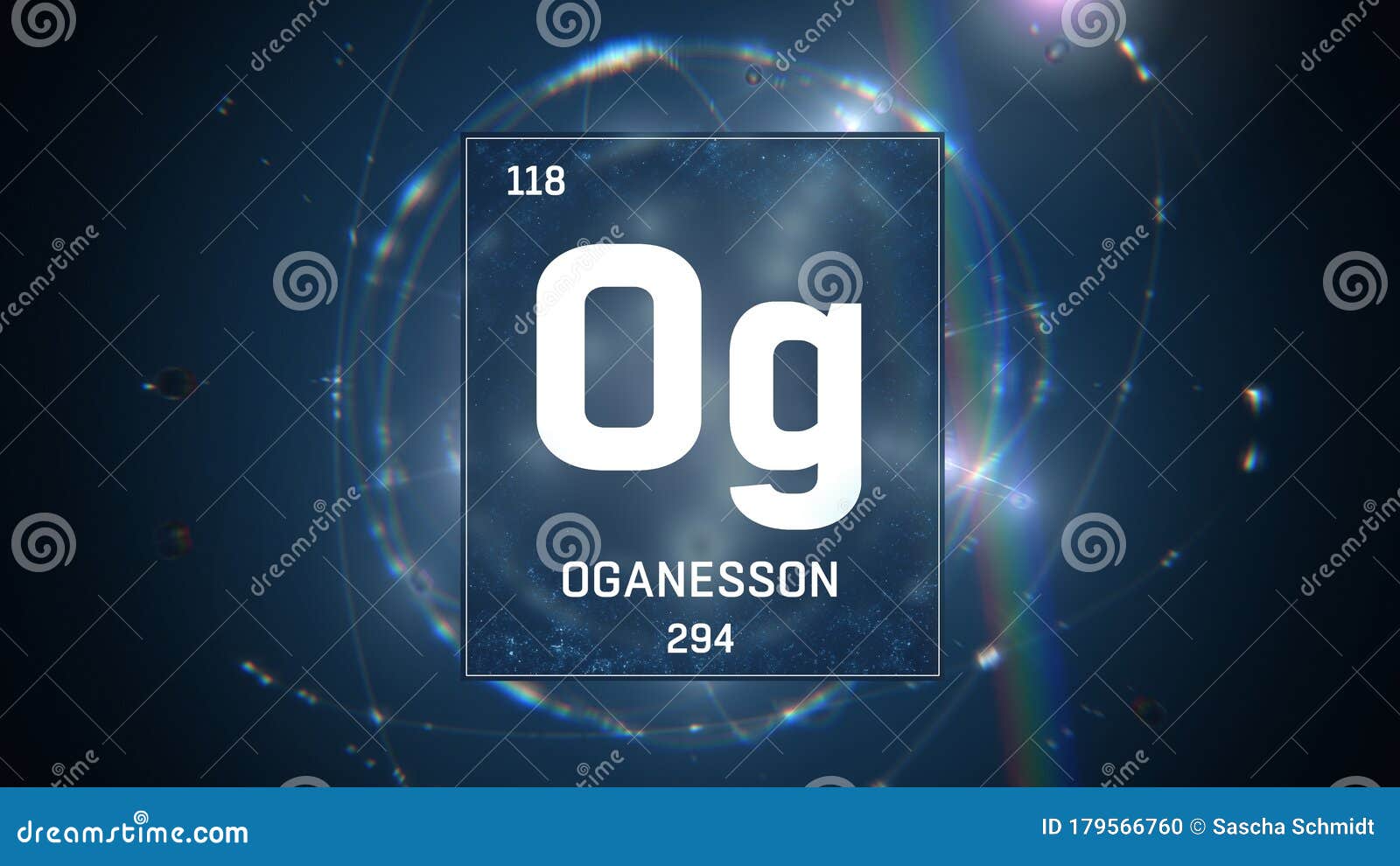 Oganesson As Element 118 of the Periodic Table 3D Illustration on Blue ...