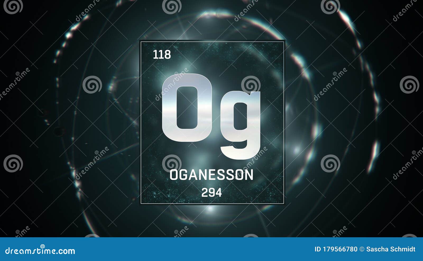 Oganesson As Element 118 of the Periodic Table 3D Illustration on Green ...