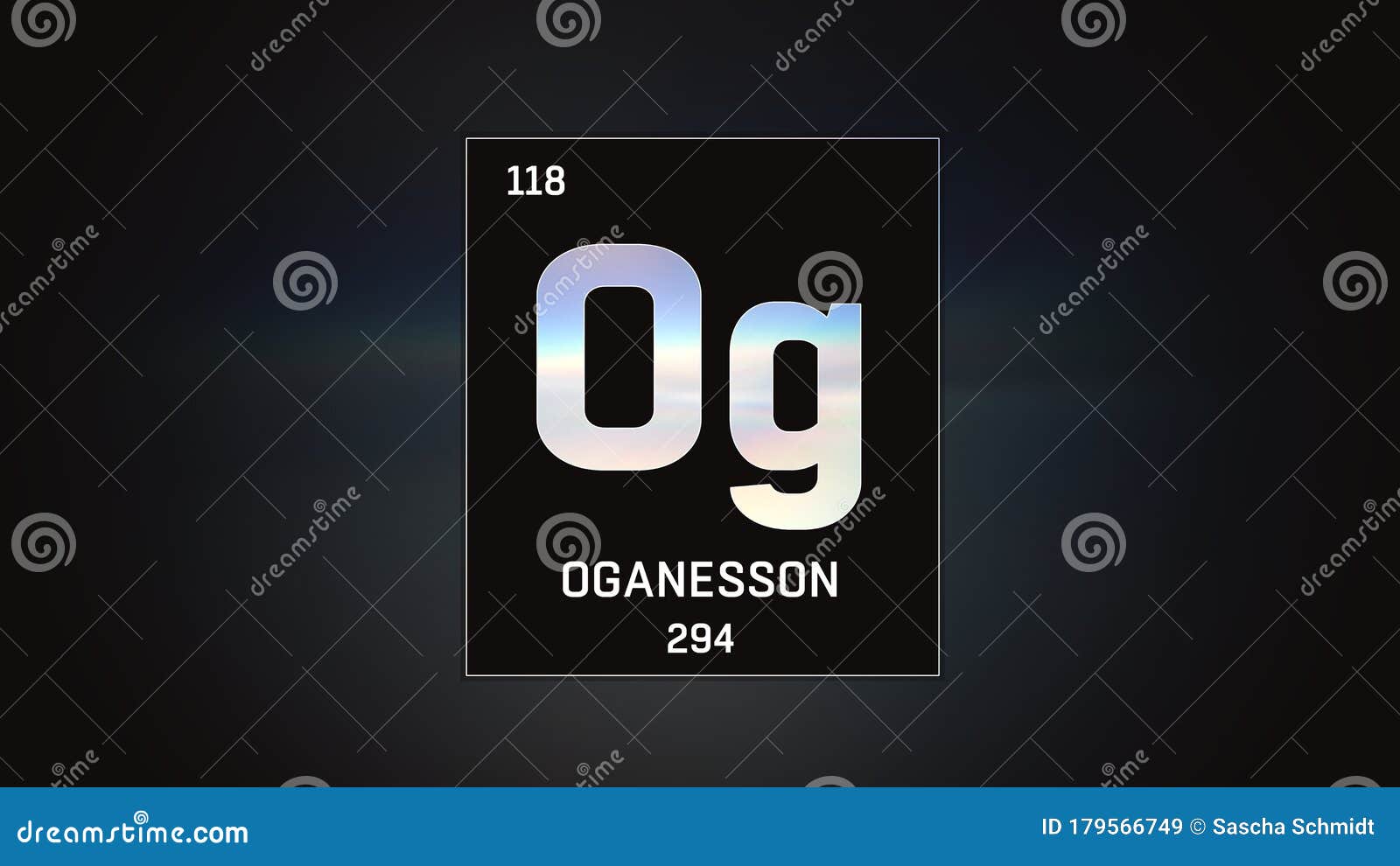 Oganesson As Element 118 of the Periodic Table 3D Illustration on Grey ...