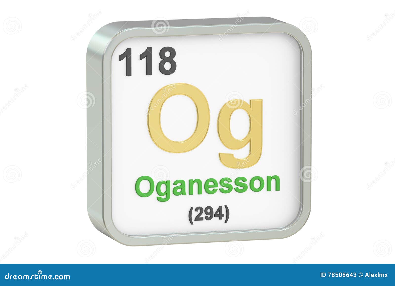 Oganesson Og Chemical Element 3d Rendering Isolated On Oganesson