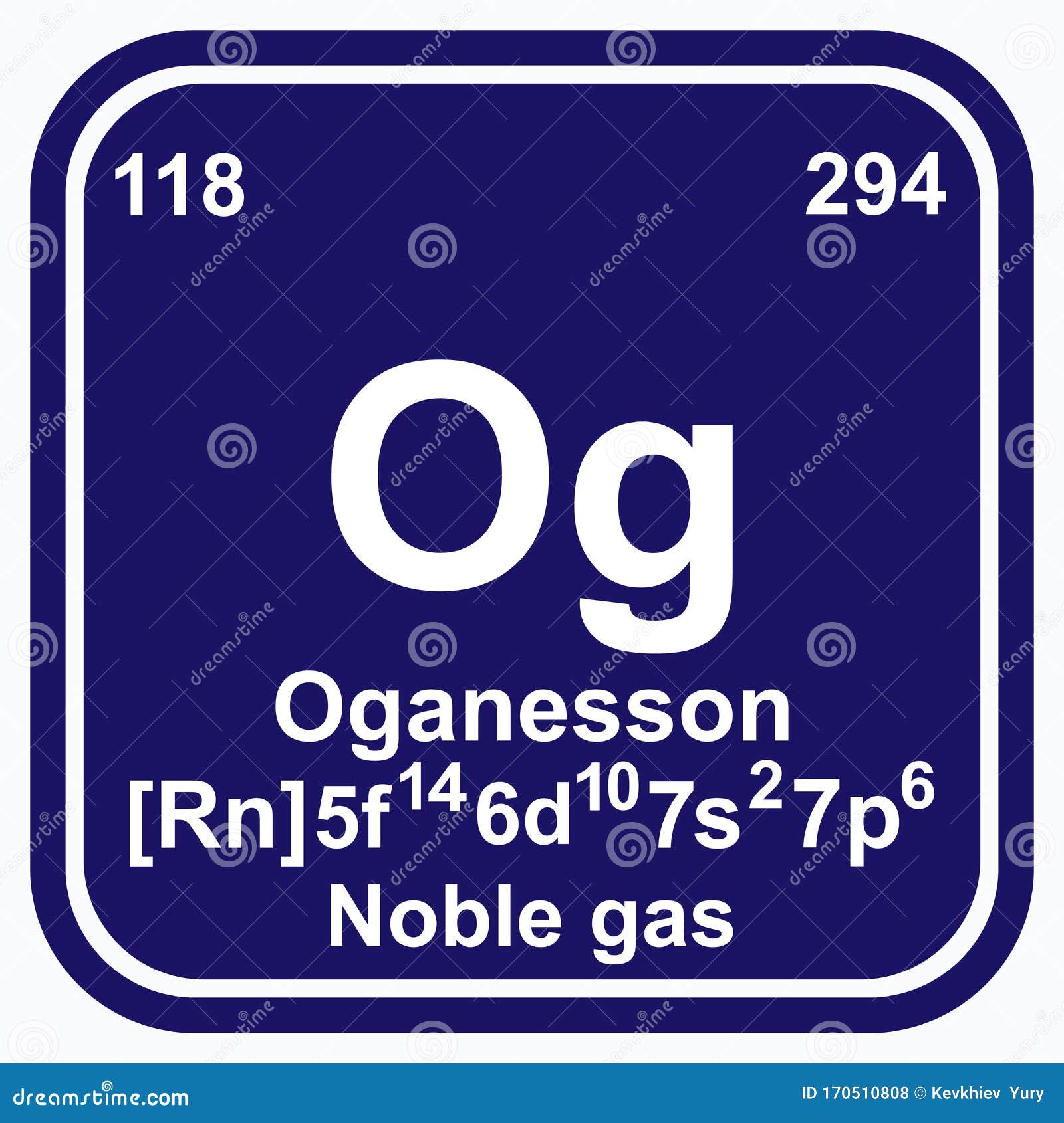 Oganesson. Noble Gases. Chemical Element Of Mendeleev\'s Periodic Table ...
