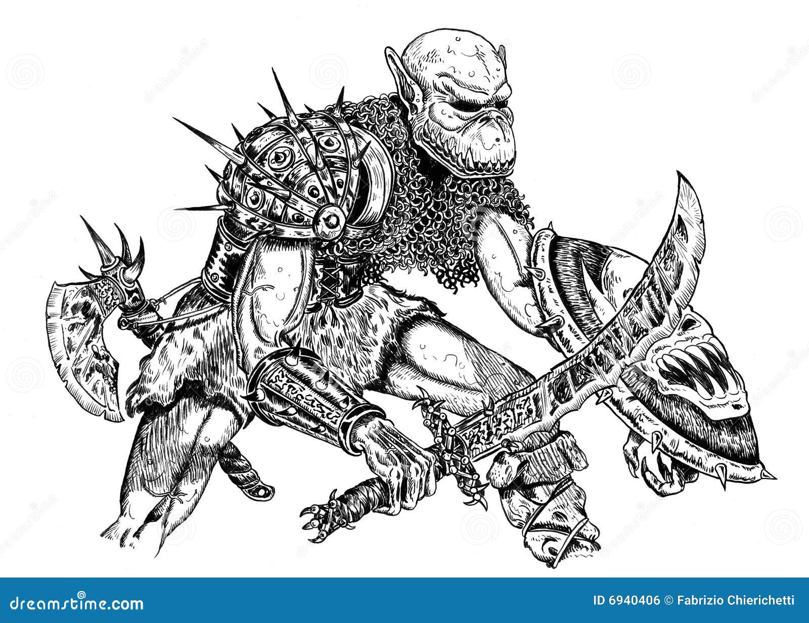 Ogre stock illustration. Illustration of hand, draw, armor - 6940406