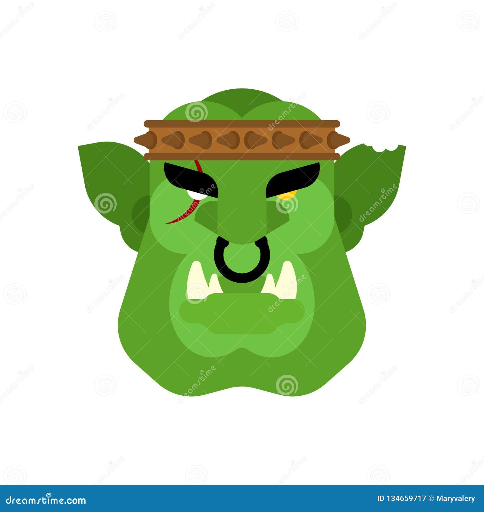 Ogre Face Warrior Isolated. Green Goblin Head Stock Vector ...