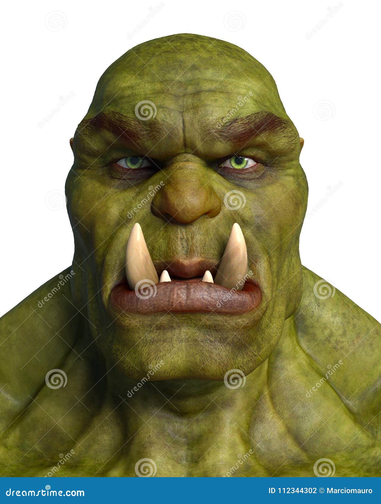 Ogro Verde En Un Fondo Blanco Stock de ilustración - Ilustración de ...