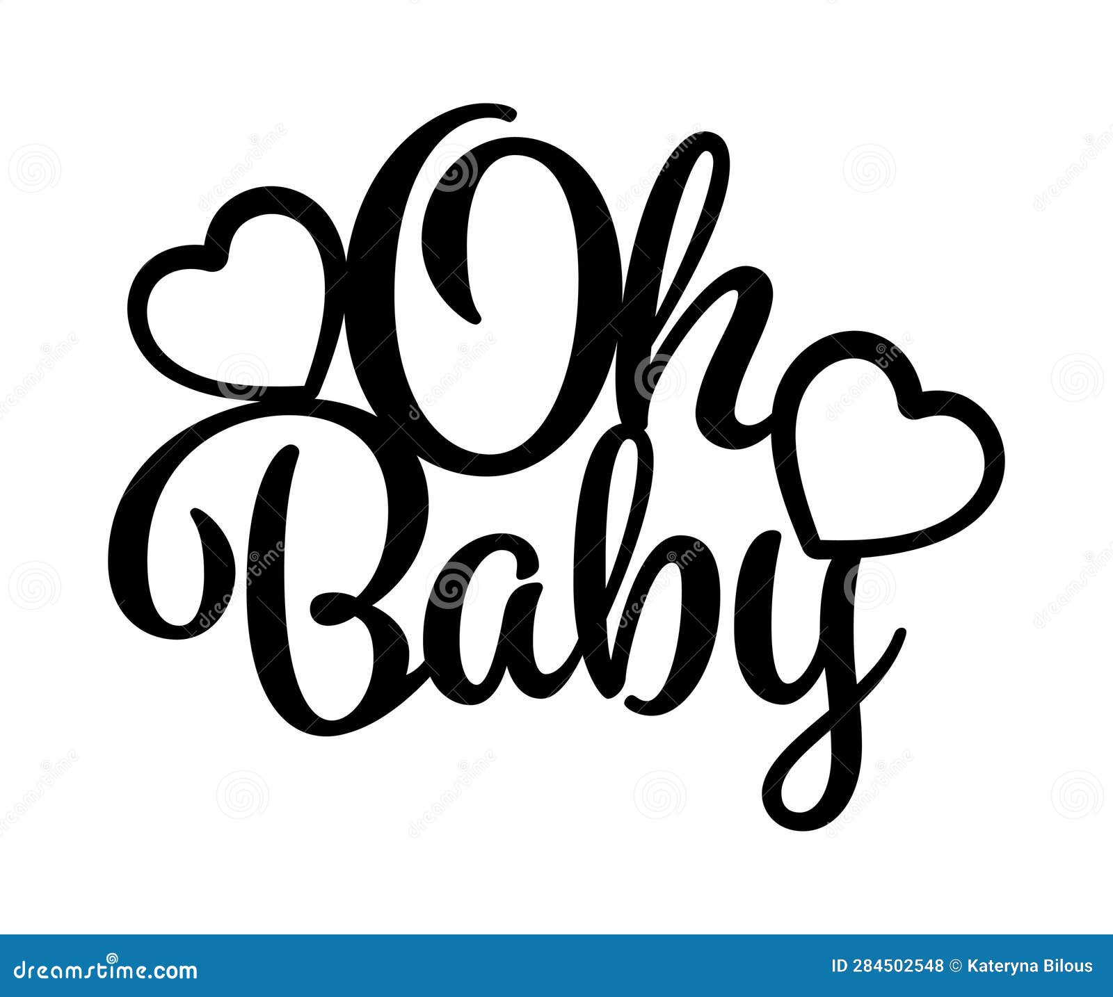 Oh Baby Cursive Text Lettering Banner Poster for Baby Shower Stock ...