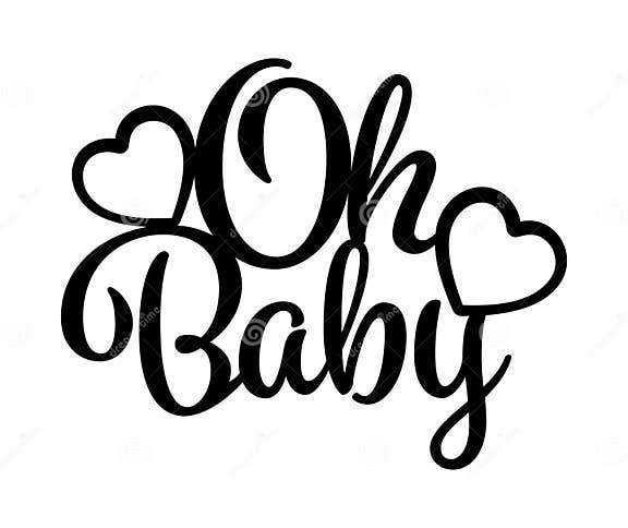 Oh Baby Cursive Text Lettering Banner Poster for Baby Shower Stock ...