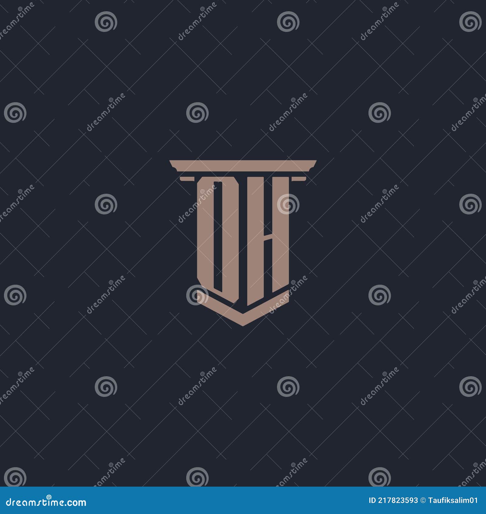 OH Initial Monogram Logo with Pillar Style Design Stock Vector ...