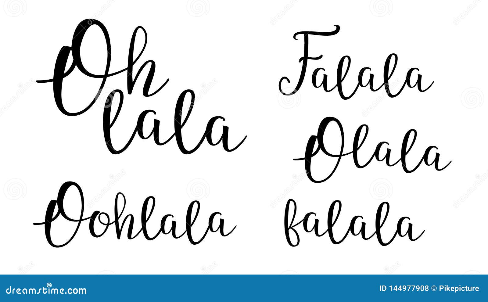 Oh Lala Vector Decorative Cursive Calligraphy Set Stock Vector ...