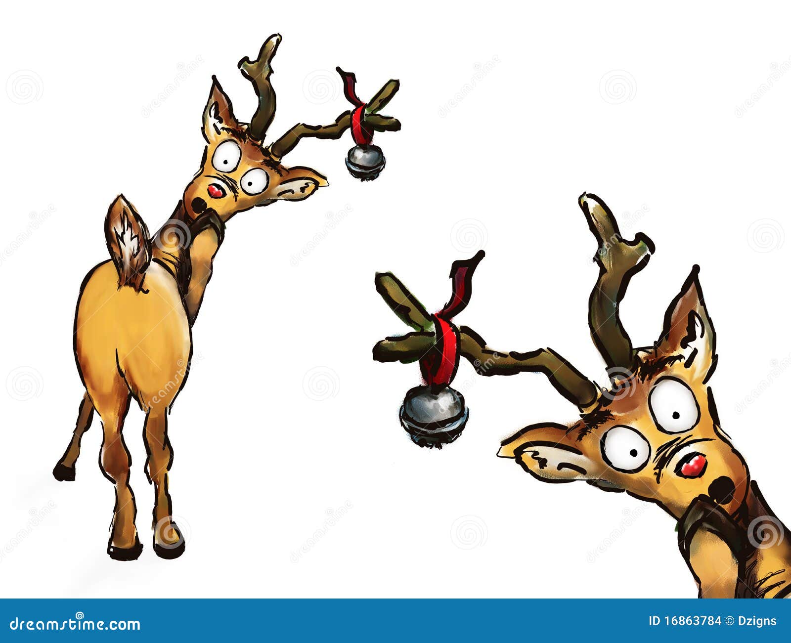 Oh No! Two Christmas Reindeer Stock Illustration - Illustration of ...