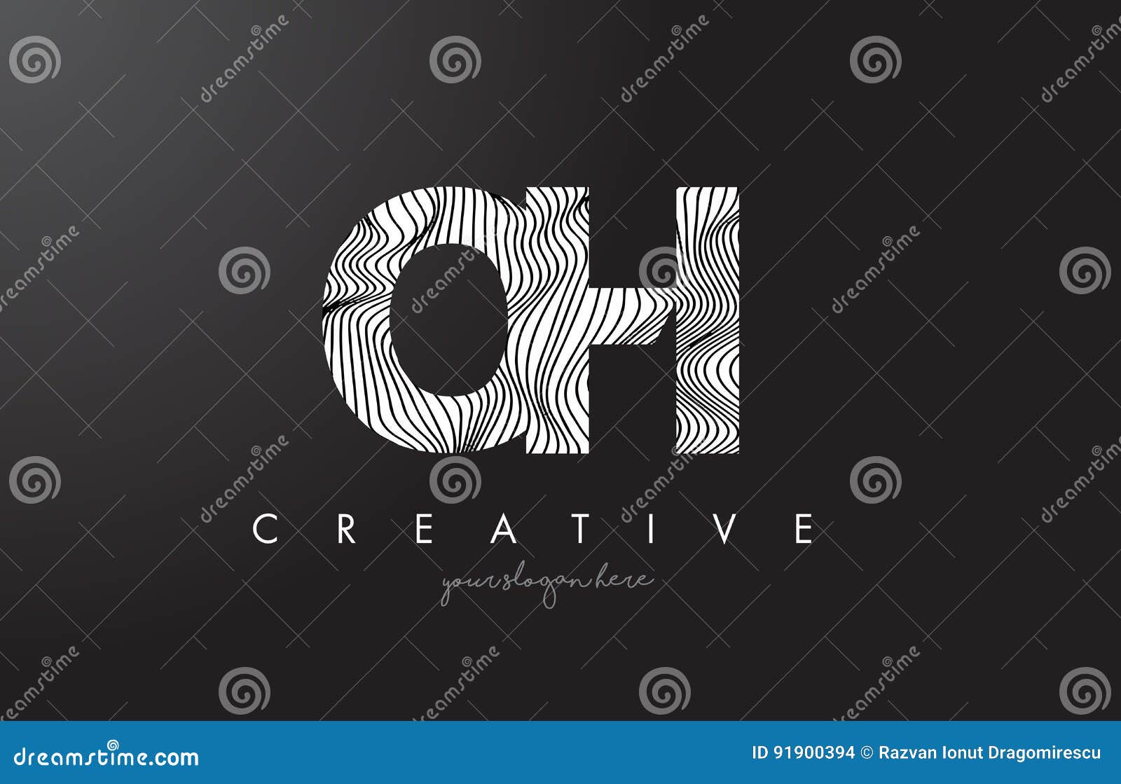 OH O H Letter Logo with Zebra Lines Texture Design Vector. Stock Vector ...