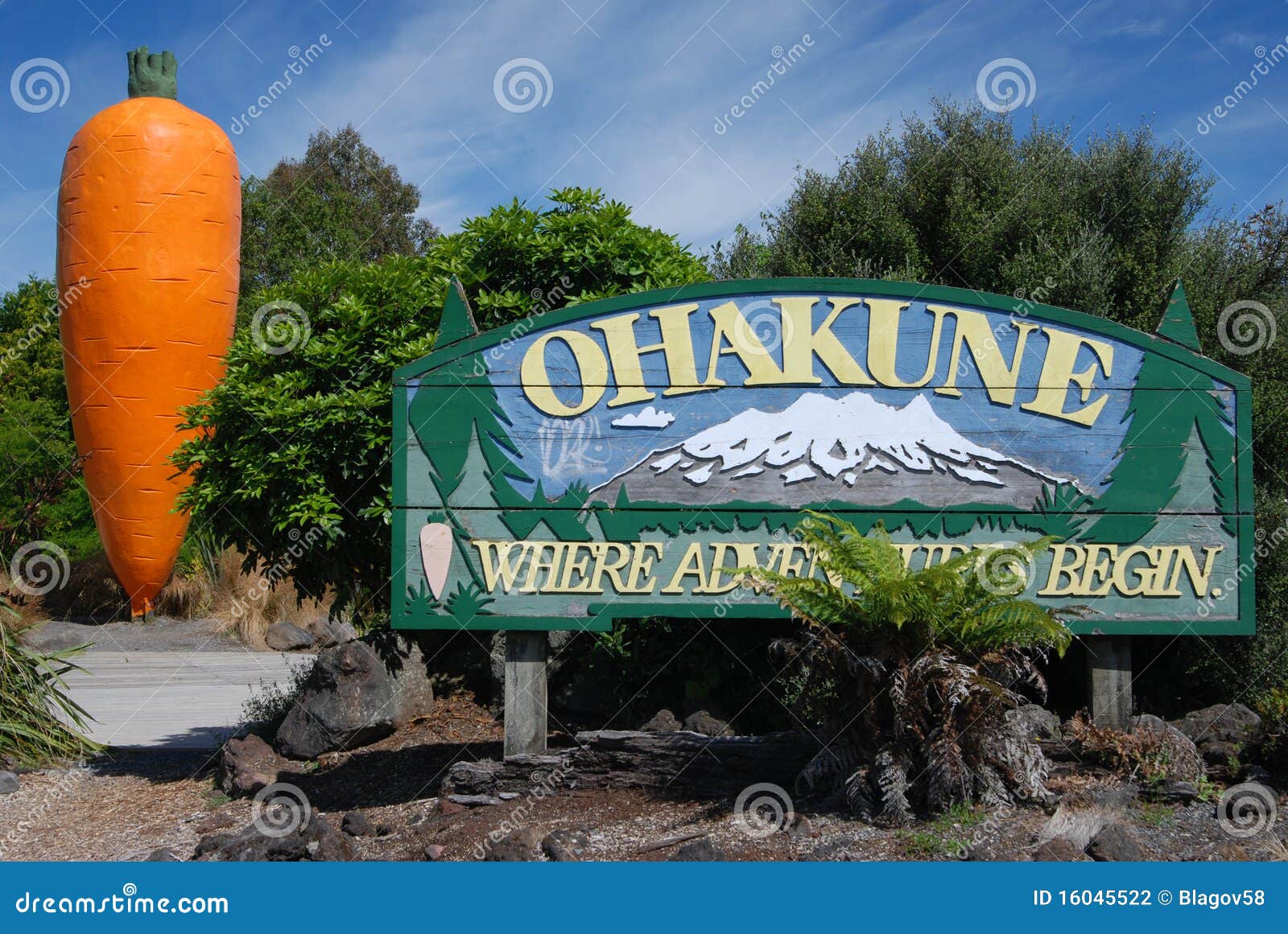 Ohakune Road Sign With Mount Ruapehu Royalty-Free Stock Image ...