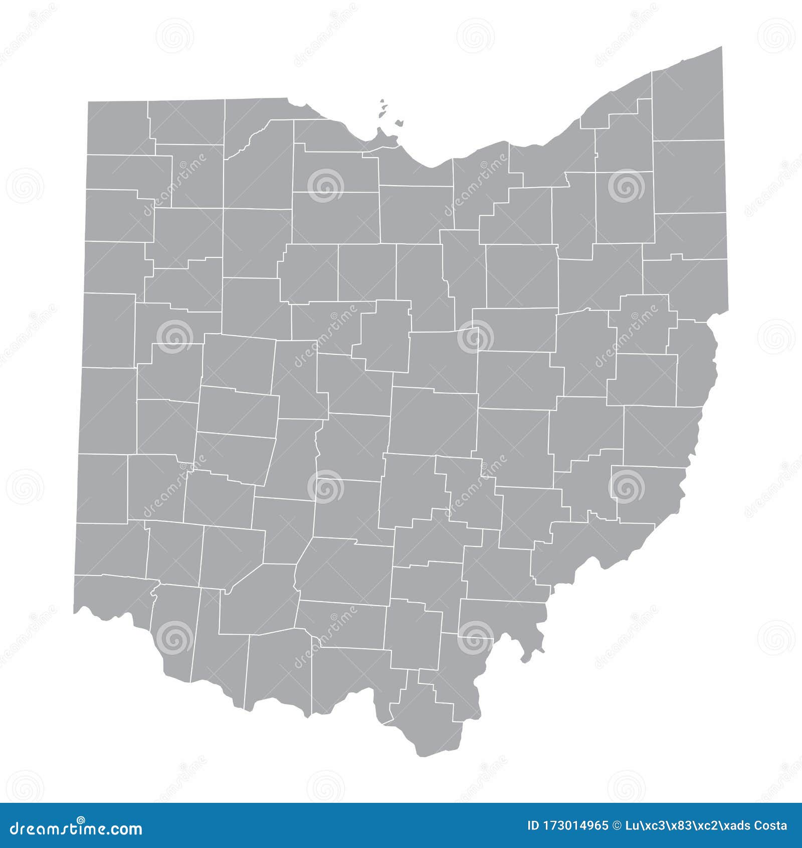 Ohio Counties Map stock illustration. Illustration of geography - 173014965