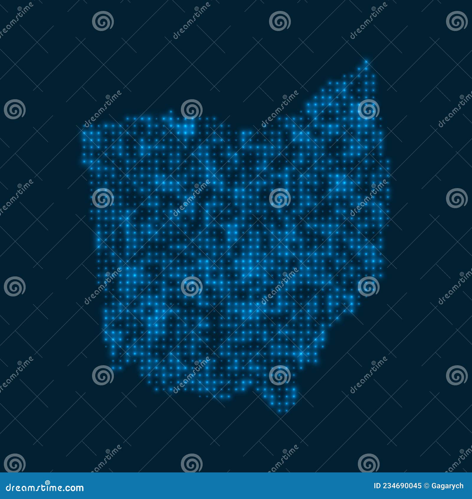 Ohio dotted glowing map. stock vector. Illustration of border - 234690045