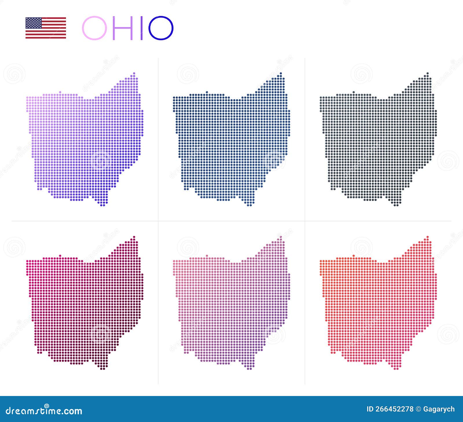 Ohio dotted map set. stock vector. Illustration of business - 266452278