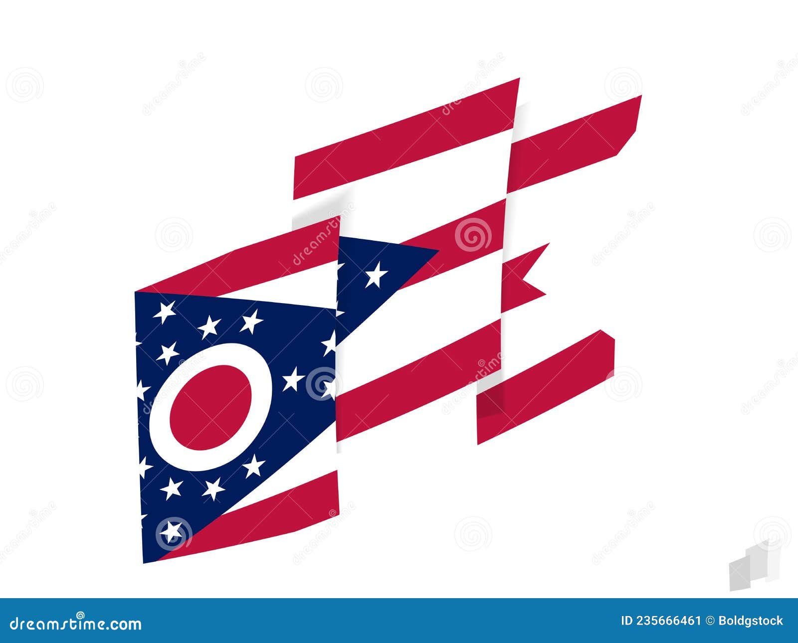 Ohio Flag in an Abstract Ripped Design. Modern Design of the Ohio Flag ...