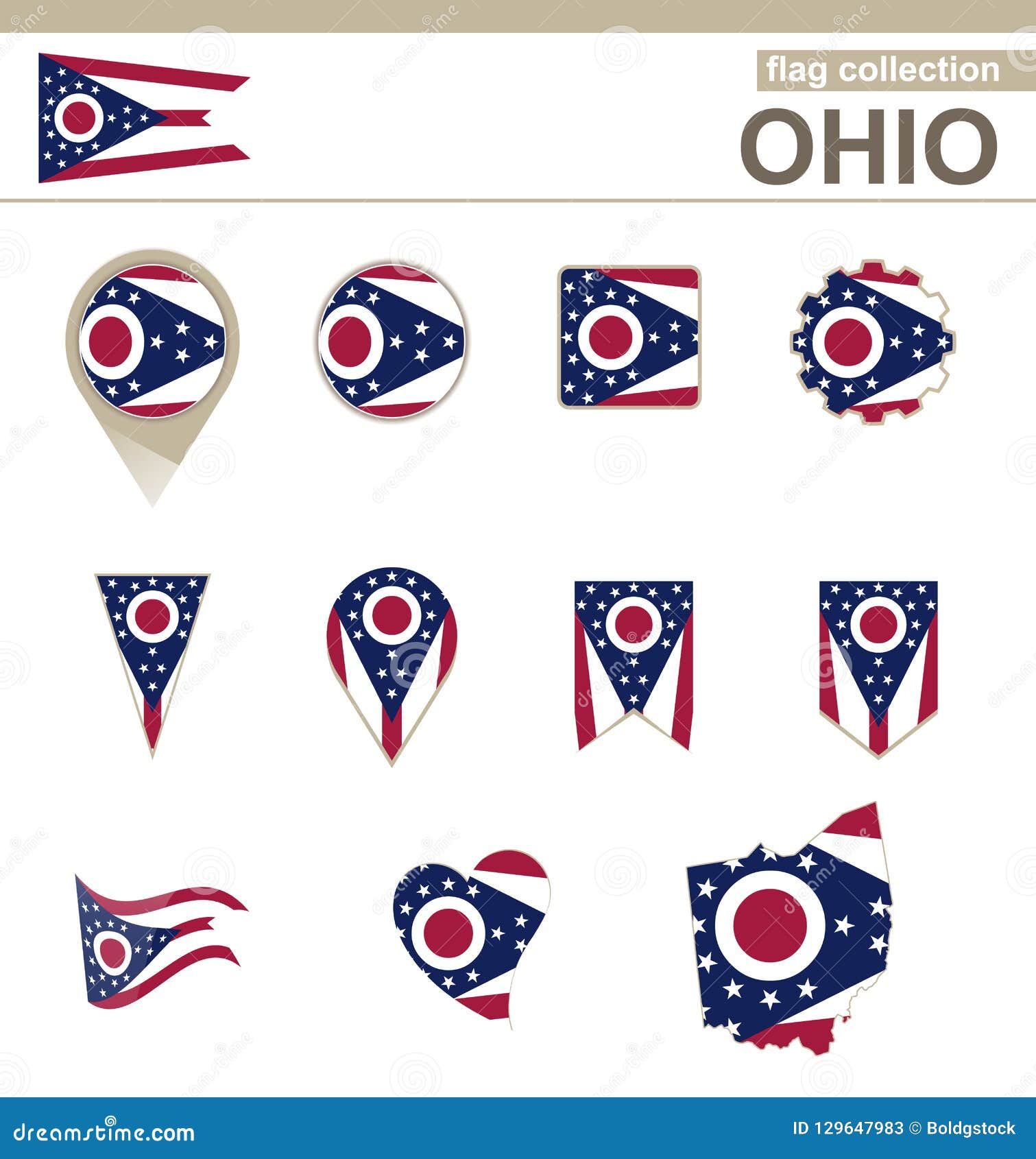 Map Of Ohio With Flag Cartoon Vector | CartoonDealer.com #4232567