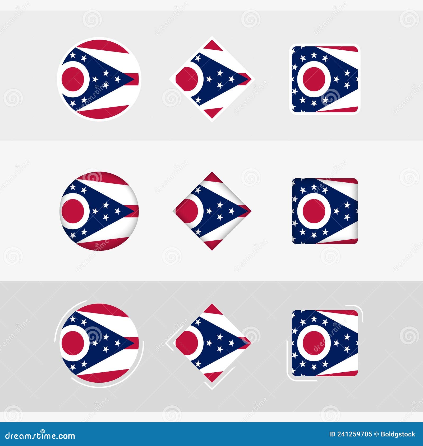 Ohio Flag Icons Set, Vector Flag of Ohio Stock Vector - Illustration of ...