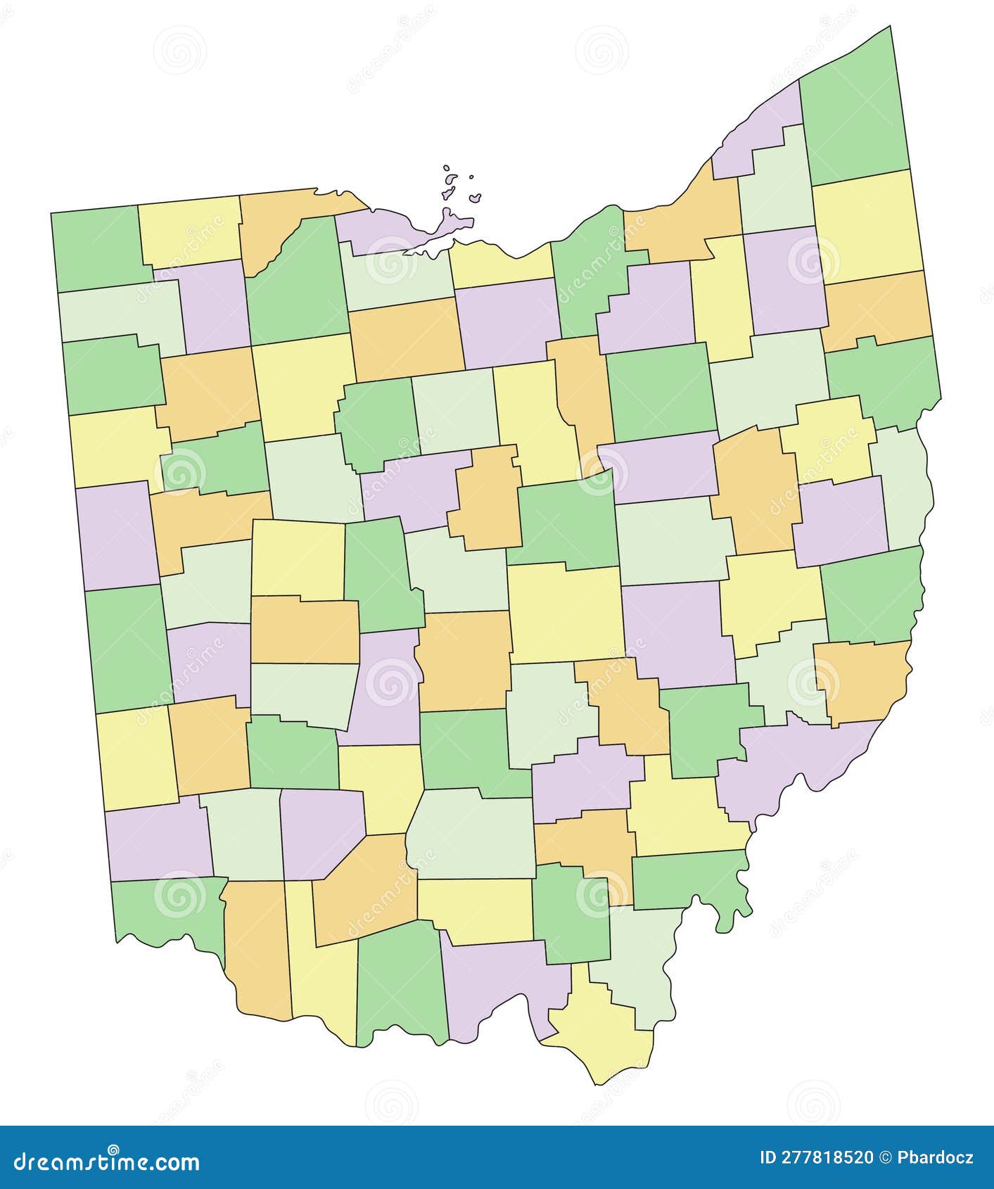 Ohio - Detailed Editable Political Map. Stock Vector - Illustration of ...