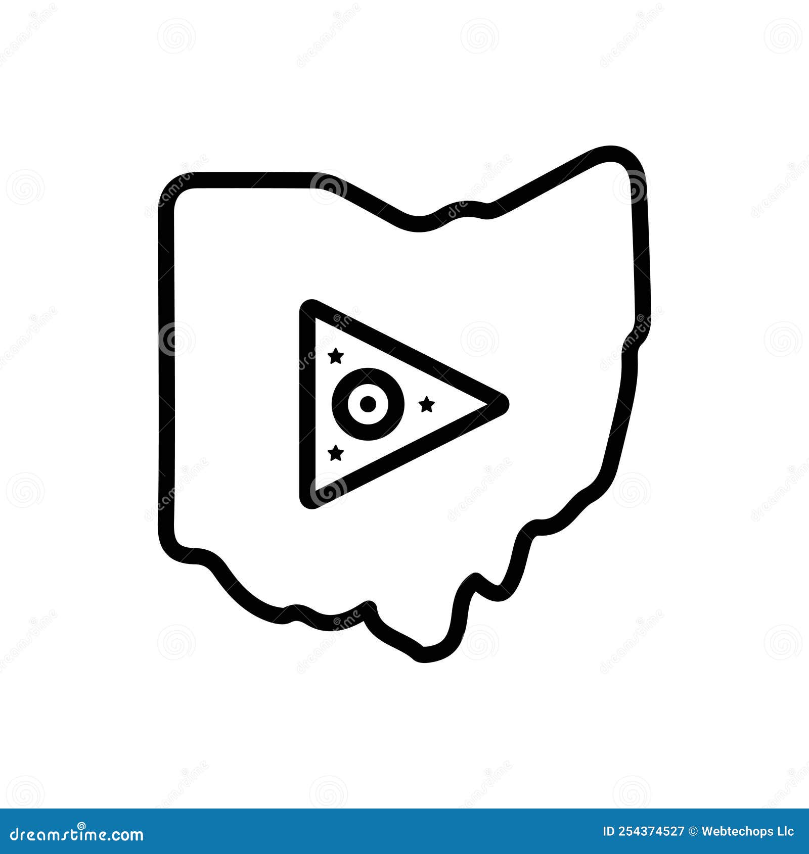 Black Line Icon for Ohio, Map and State Stock Illustration ...