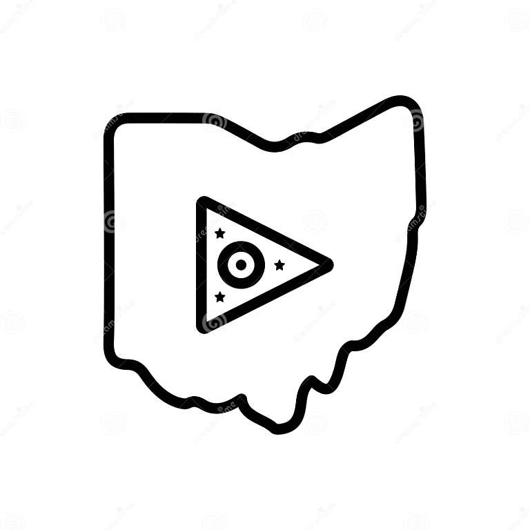 Black Line Icon for Ohio, Map and State Stock Illustration ...