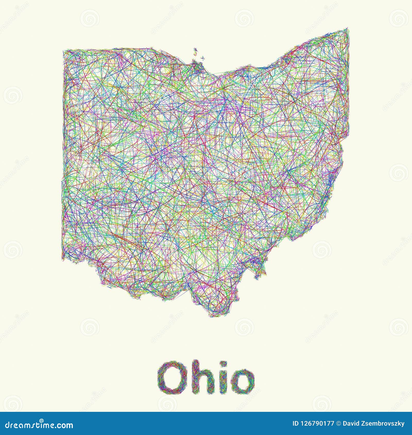 Ohio Line Art Map Cartoon Vector | CartoonDealer.com #126790177
