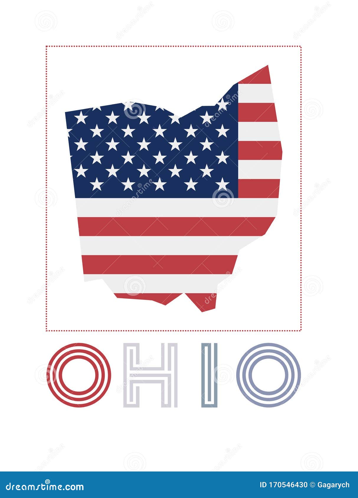 Ohio Logo. Map of Ohio with Us State Name and. Stock Vector ...