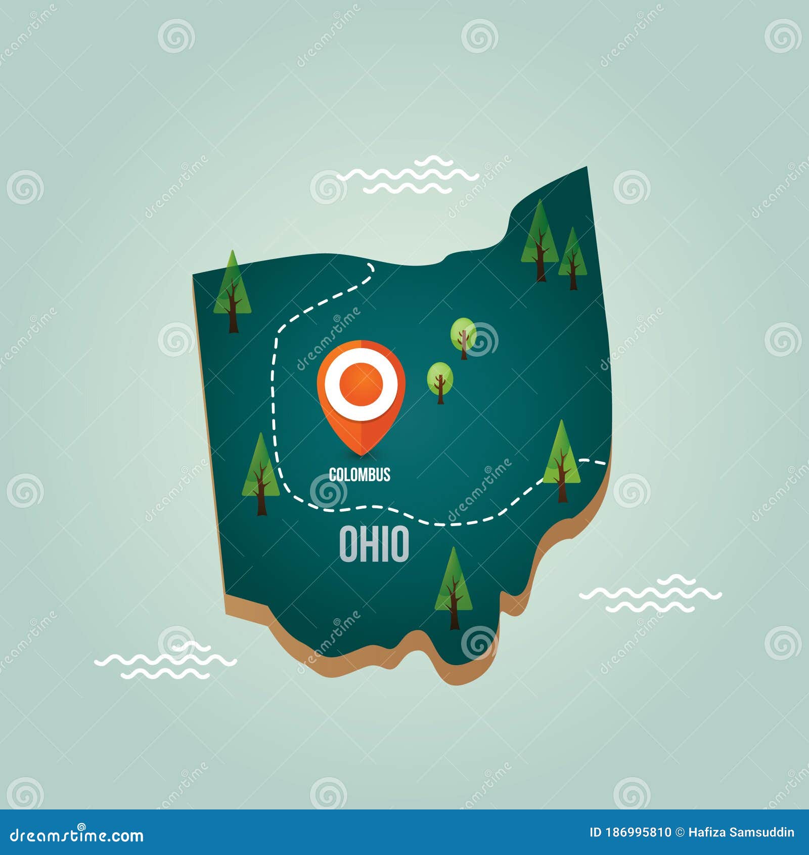 Ohio Map with Capital City. Vector Illustration Decorative Design Stock ...