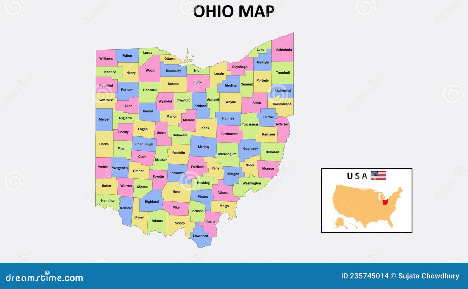 Ohio Map. District Map of Ohio in District Map of Ohio in Color with ...