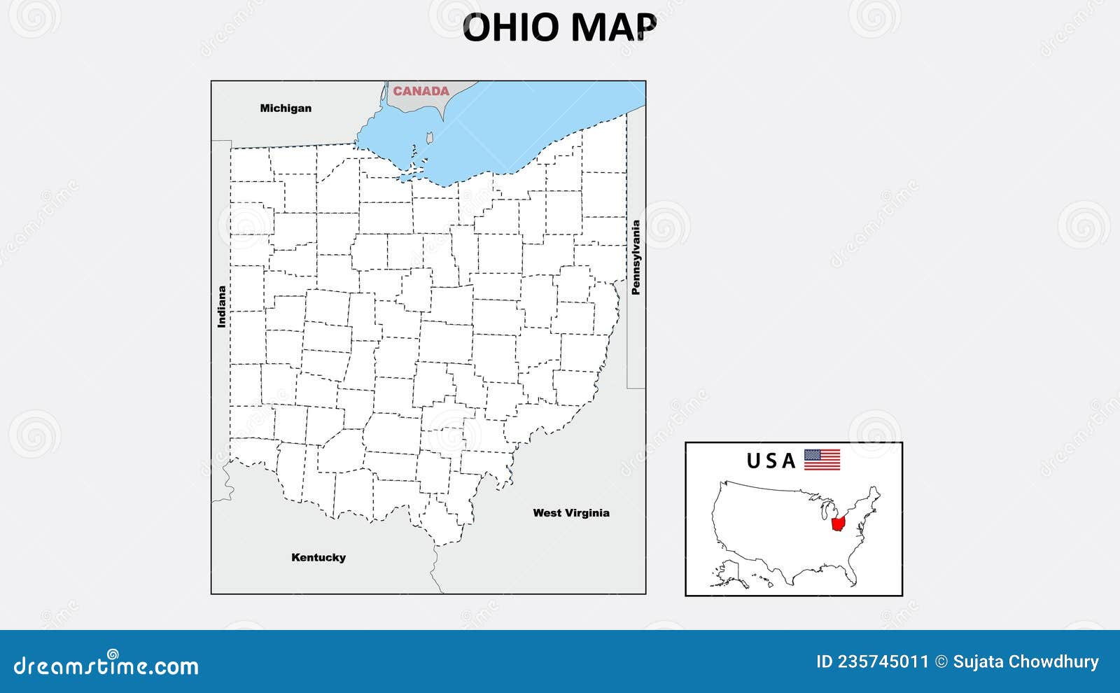 Ohio Map. Political Map Of Ohio Cartoon Vector | CartoonDealer.com ...
