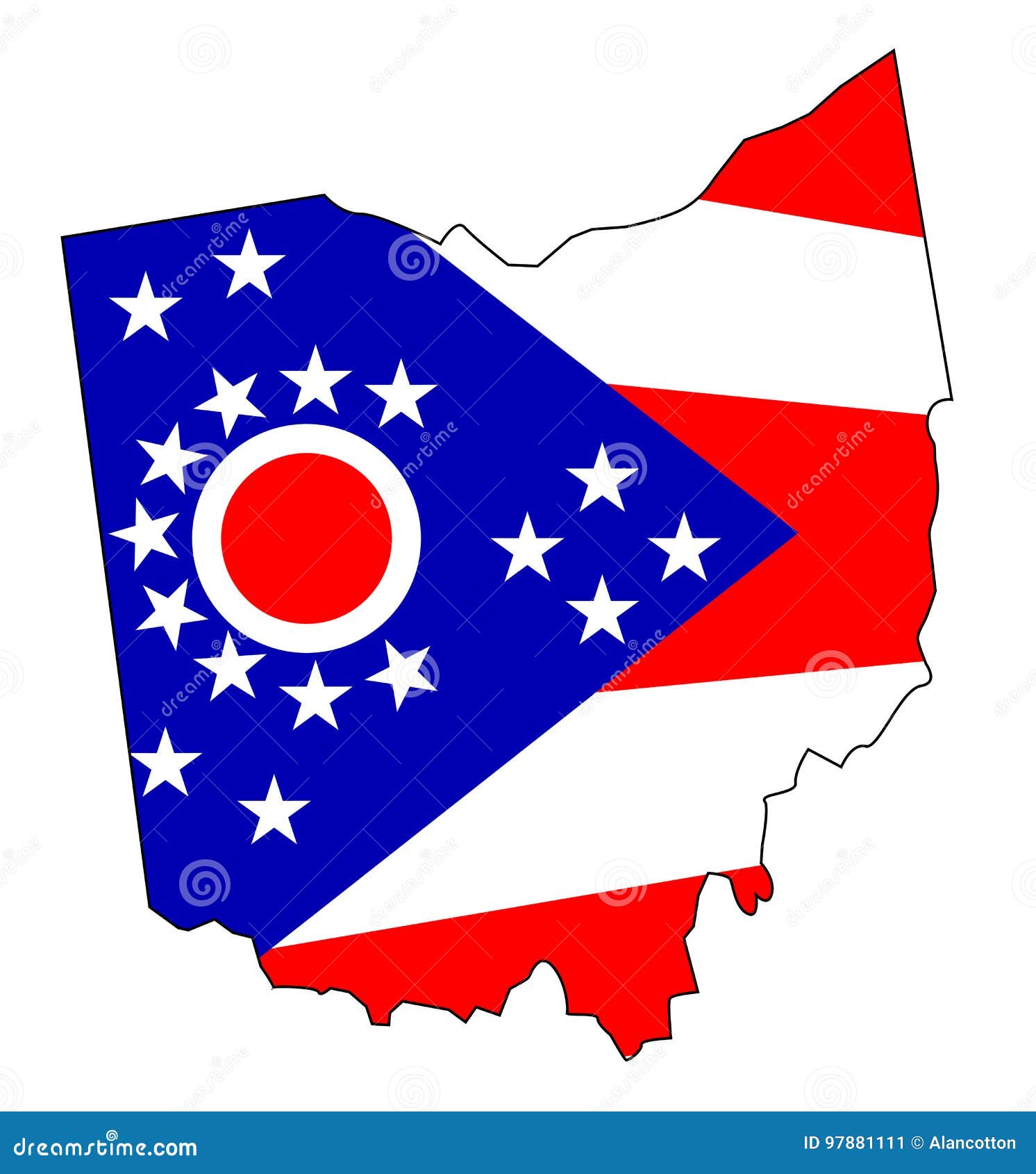 Ohio Outline Map and Flag stock vector. Illustration of ohio - 97881111