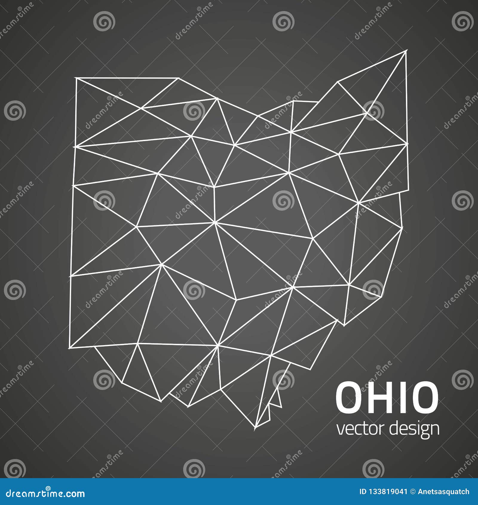 Ohio Grey Vector Polygonal Map Stock Vector - Illustration of gray ...