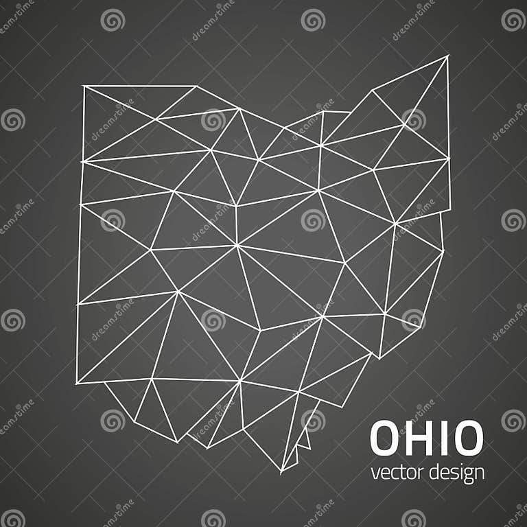 Ohio Grey Vector Polygonal Map Stock Vector - Illustration of gray ...