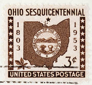 Ohio Postage Stamp 1953 editorial stock photo. Image of communication ...