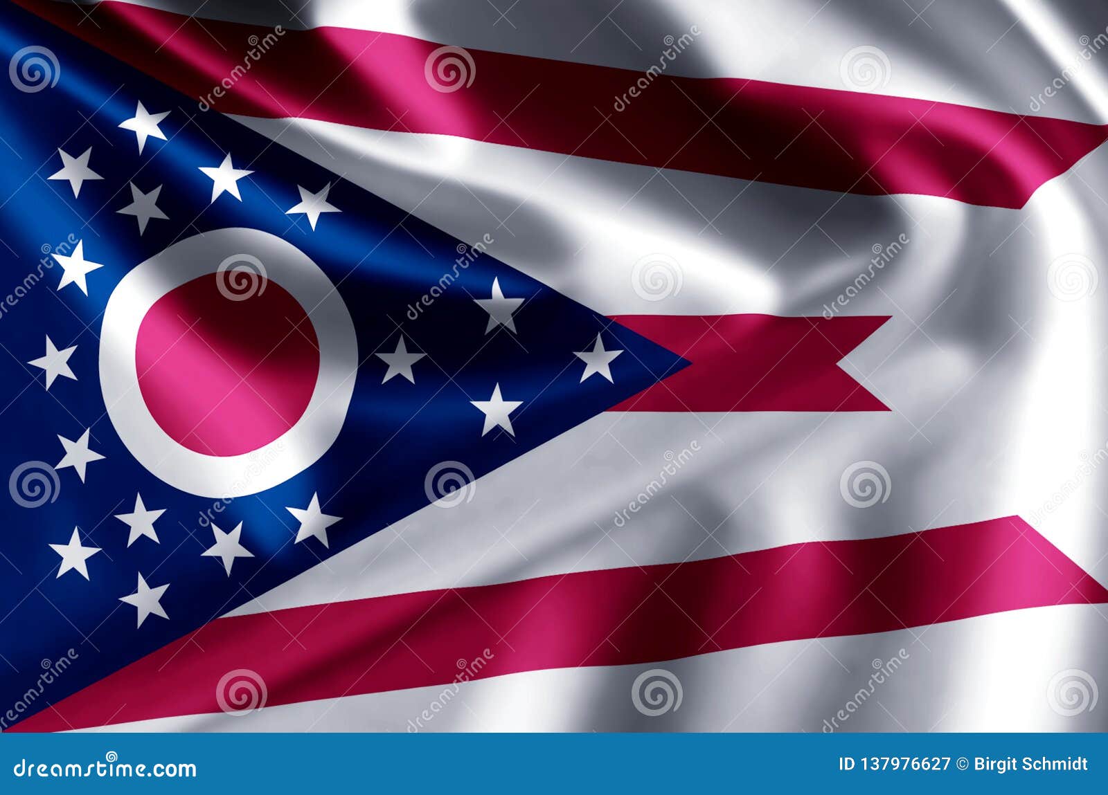 Ohio Realistic Flag Illustration. Stock Illustration - Illustration of ...
