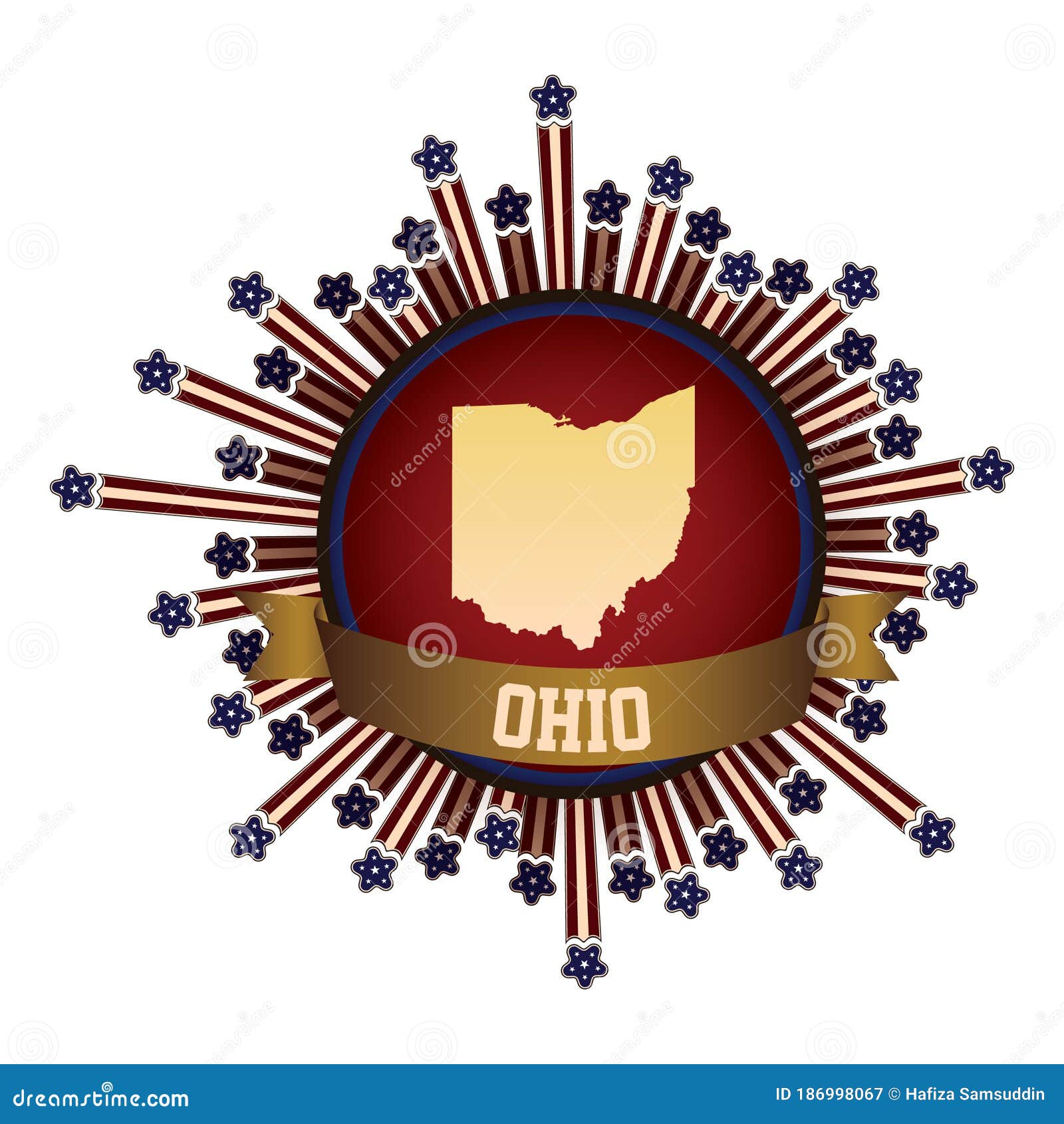 Ohio State Button with Banner. Vector Illustration Decorative Design ...