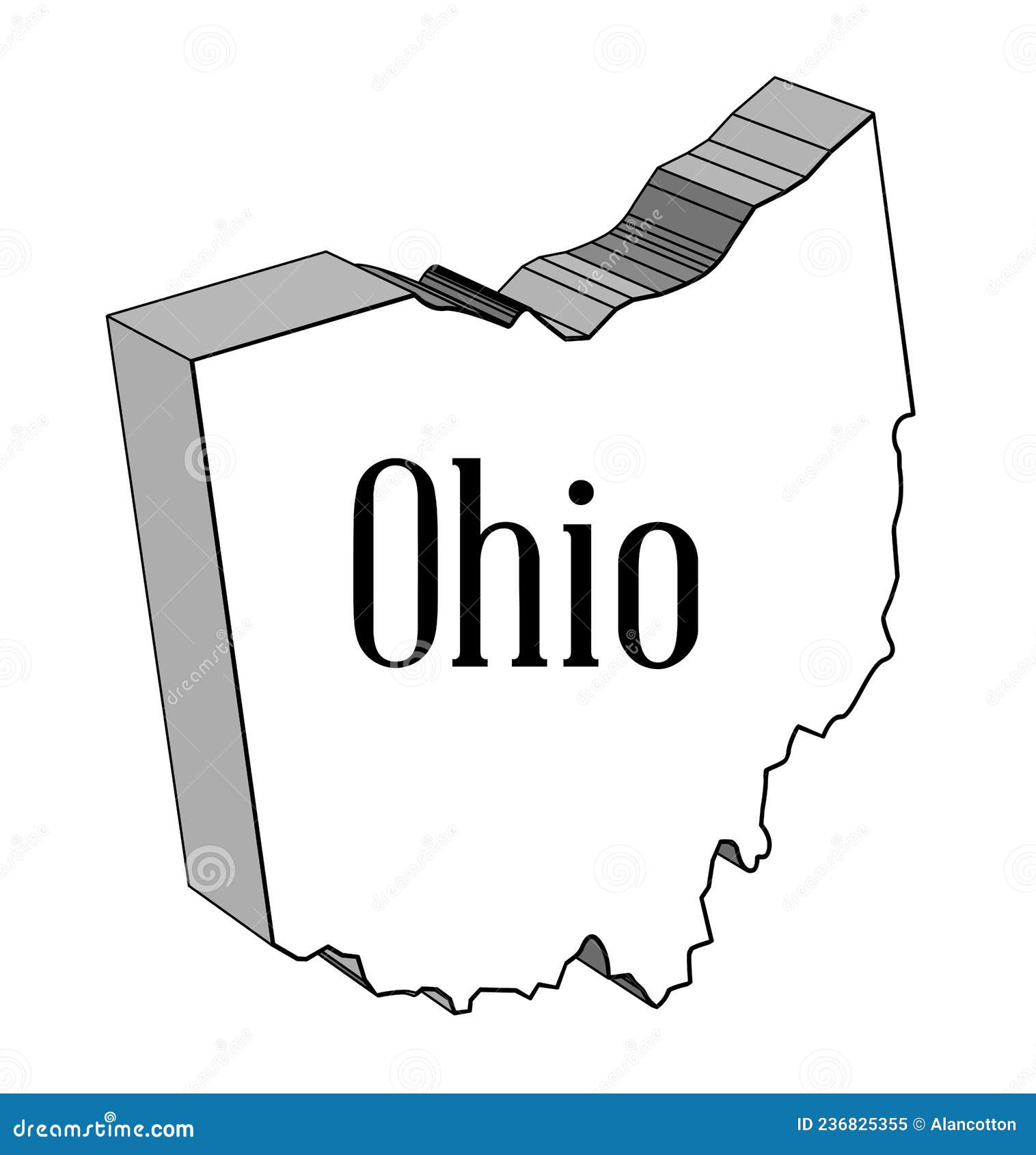Ohio State 3D Map Cartoon Vector | CartoonDealer.com #236825355