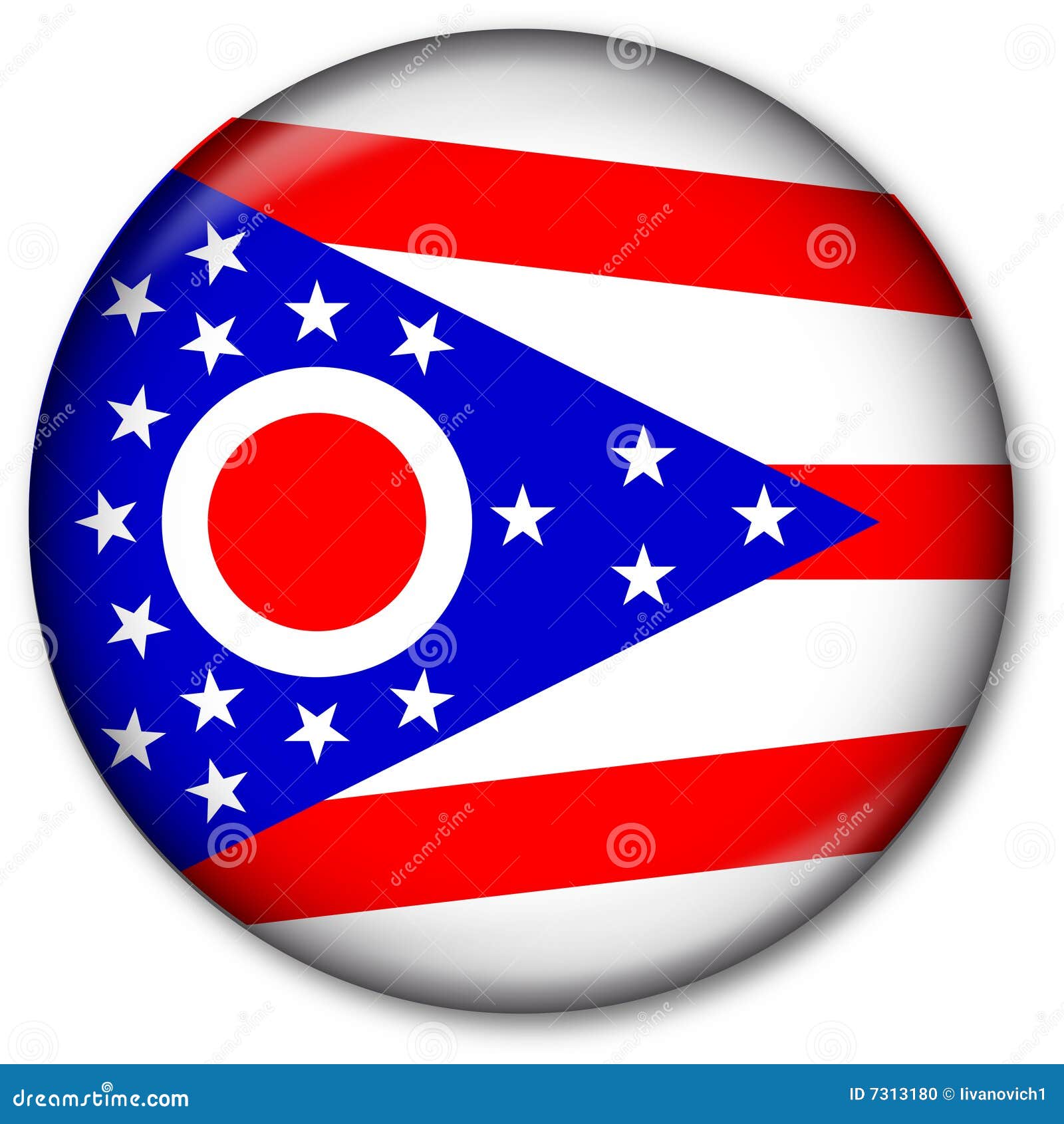 Ohio State Flag Button stock illustration. Illustration of design - 7313180