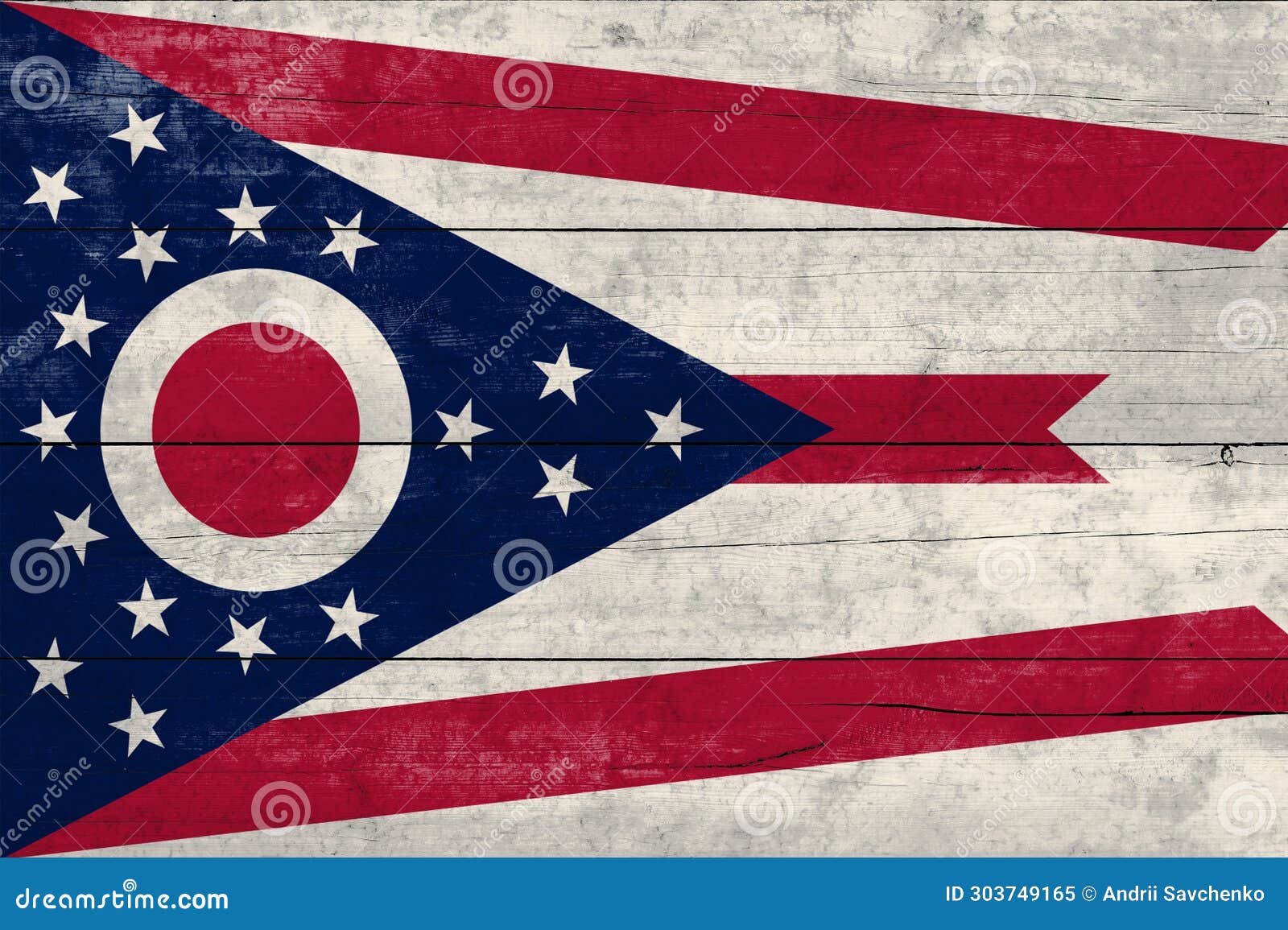 Ohio State Flag on a Wooden Surface. Banner of the Grunge Ohio State ...