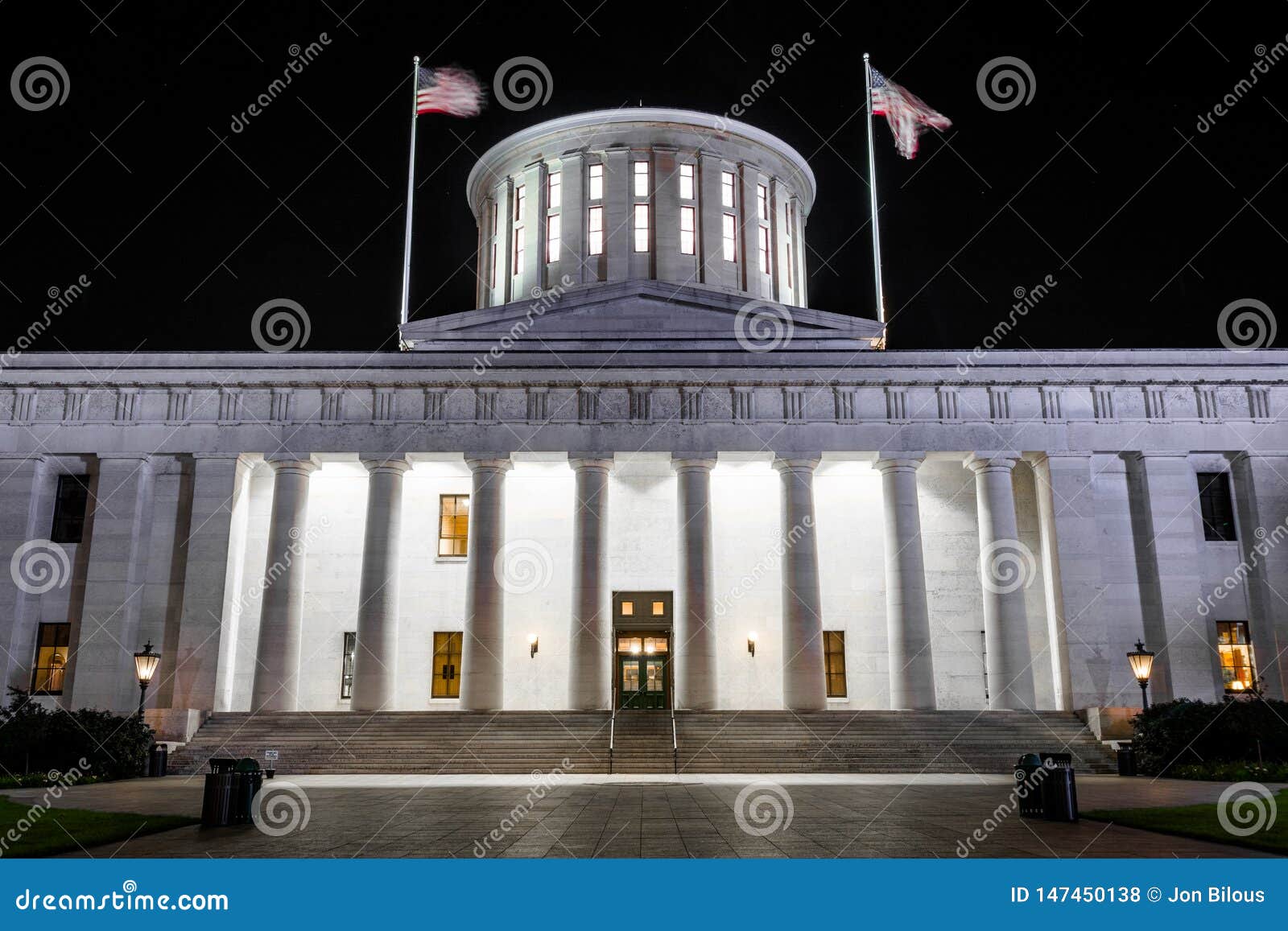 The Ohio State House at Night, in Columbus, Ohio Stock Photo - Image of ...