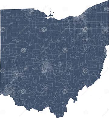 US Ohio State Map with Census Tracts Boundaries Stock Vector ...