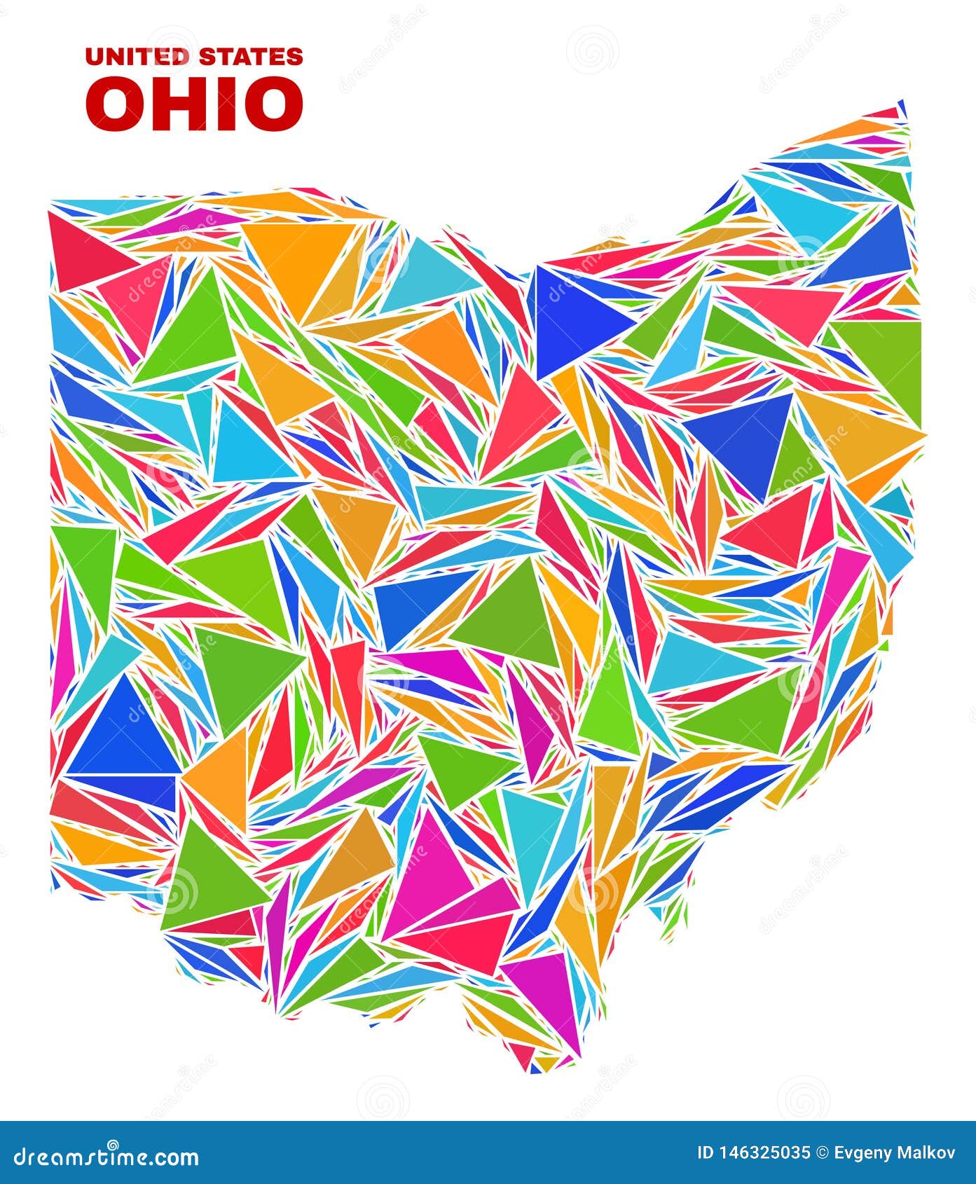 Ohio State Map - Mosaic of Color Triangles Stock Vector - Illustration ...