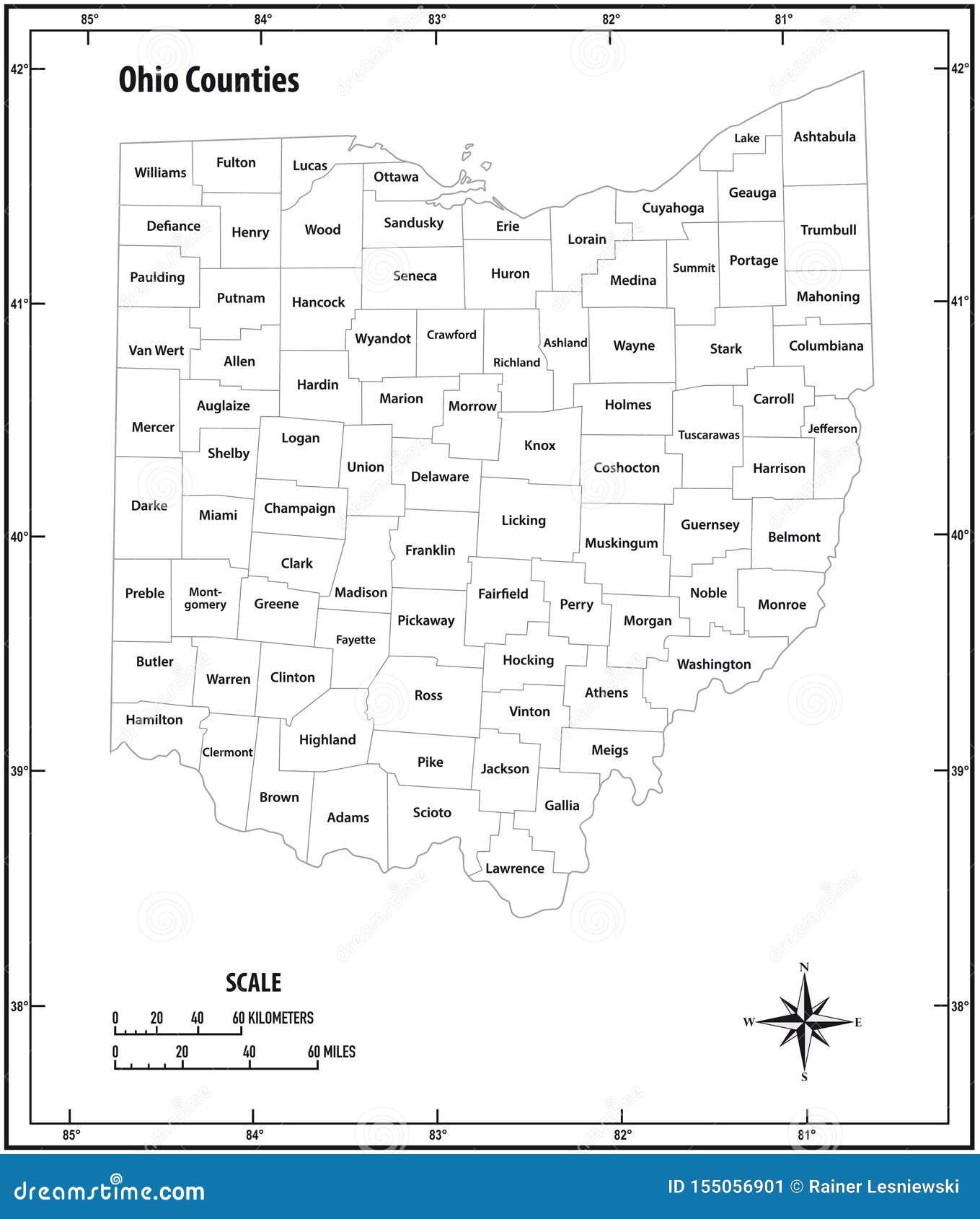 Ohio Map. Political Map Of Ohio Cartoon Vector | CartoonDealer.com ...