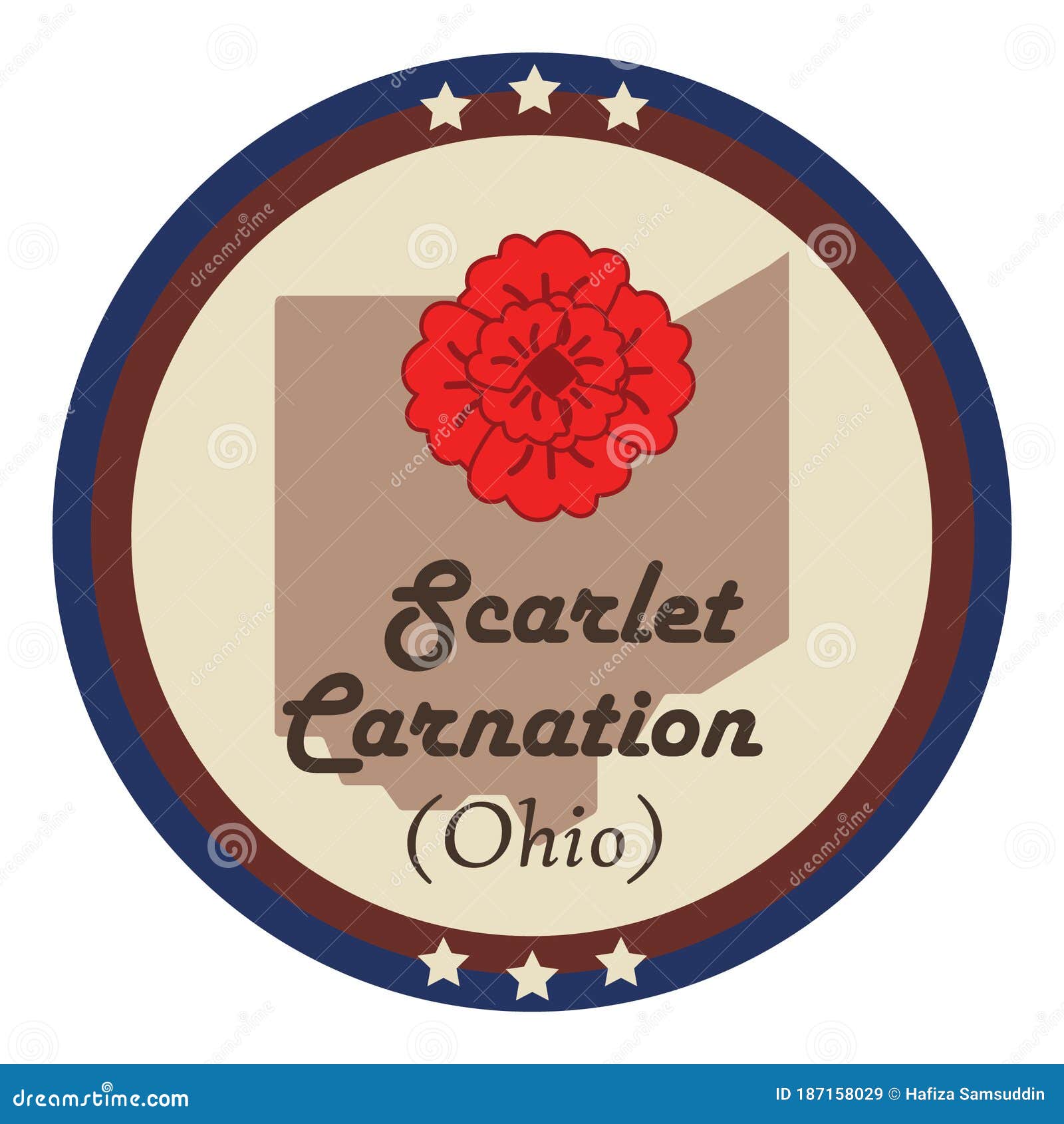 Ohio State with Scarlet Carnation Flower. Vector Illustration ...