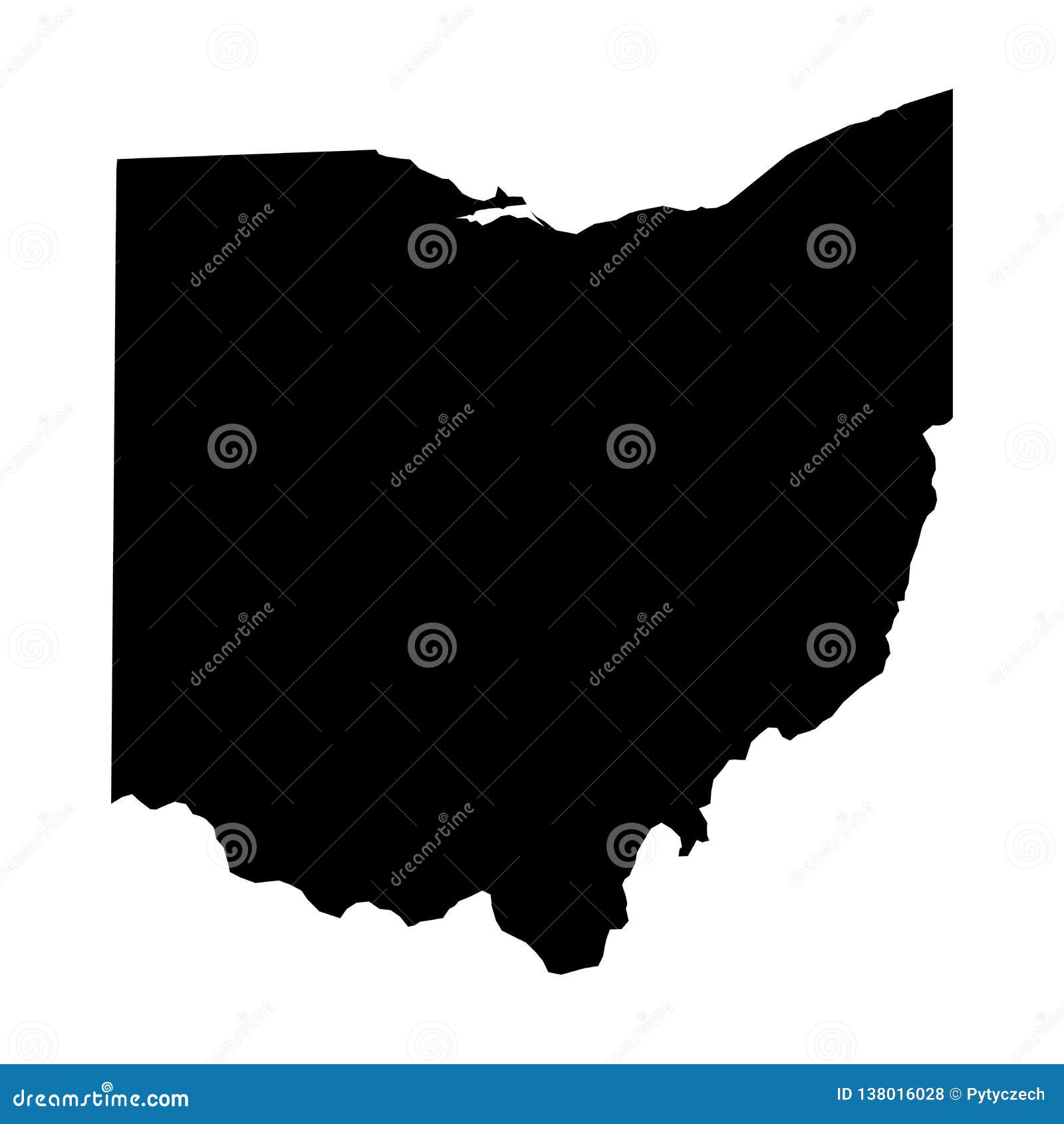 Ohio, State of USA - Solid Black Silhouette Map of Country Area. Simple ...
