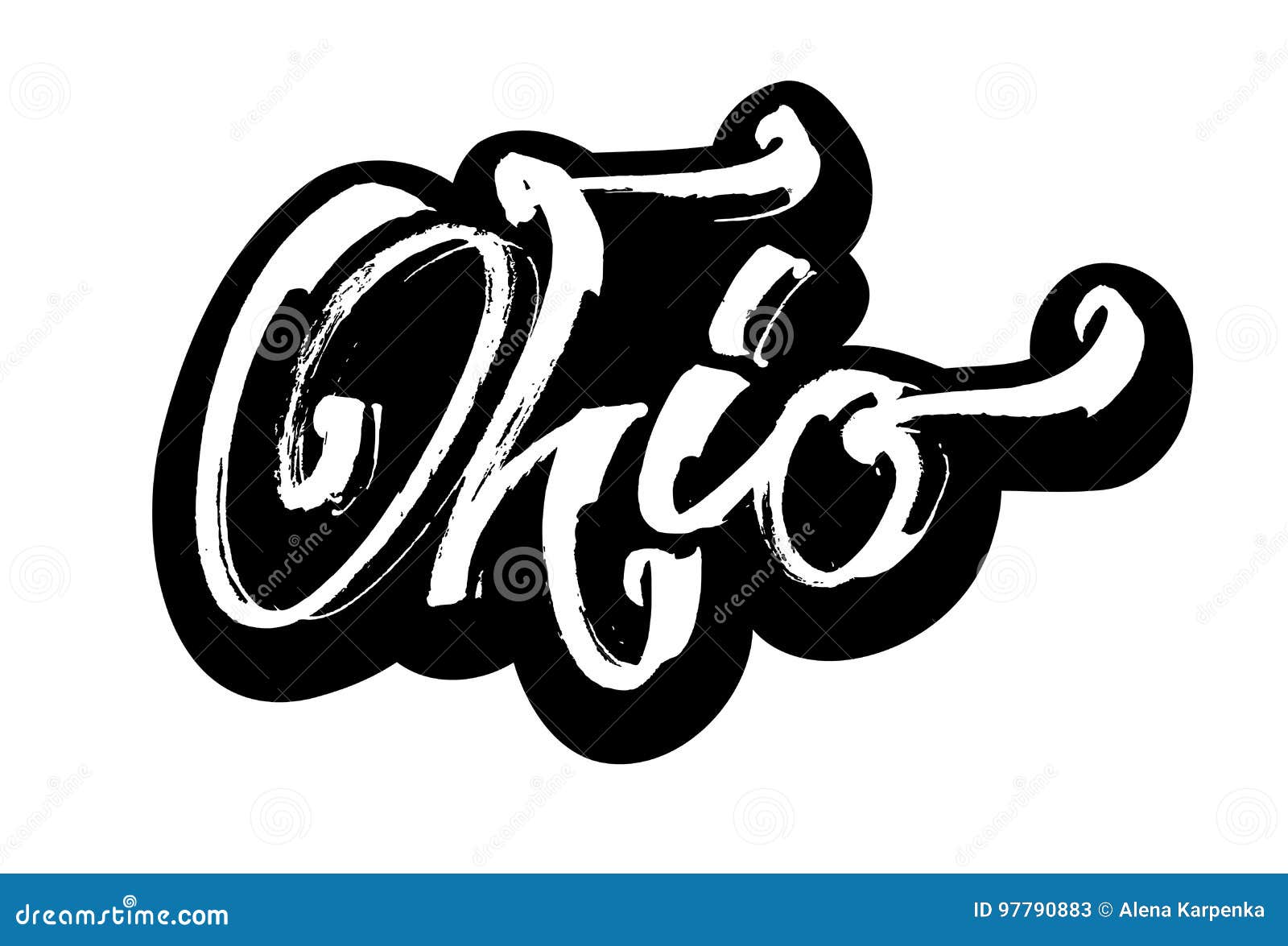 Ohio. Sticker. Modern Calligraphy Hand Lettering for Serigraphy Print ...