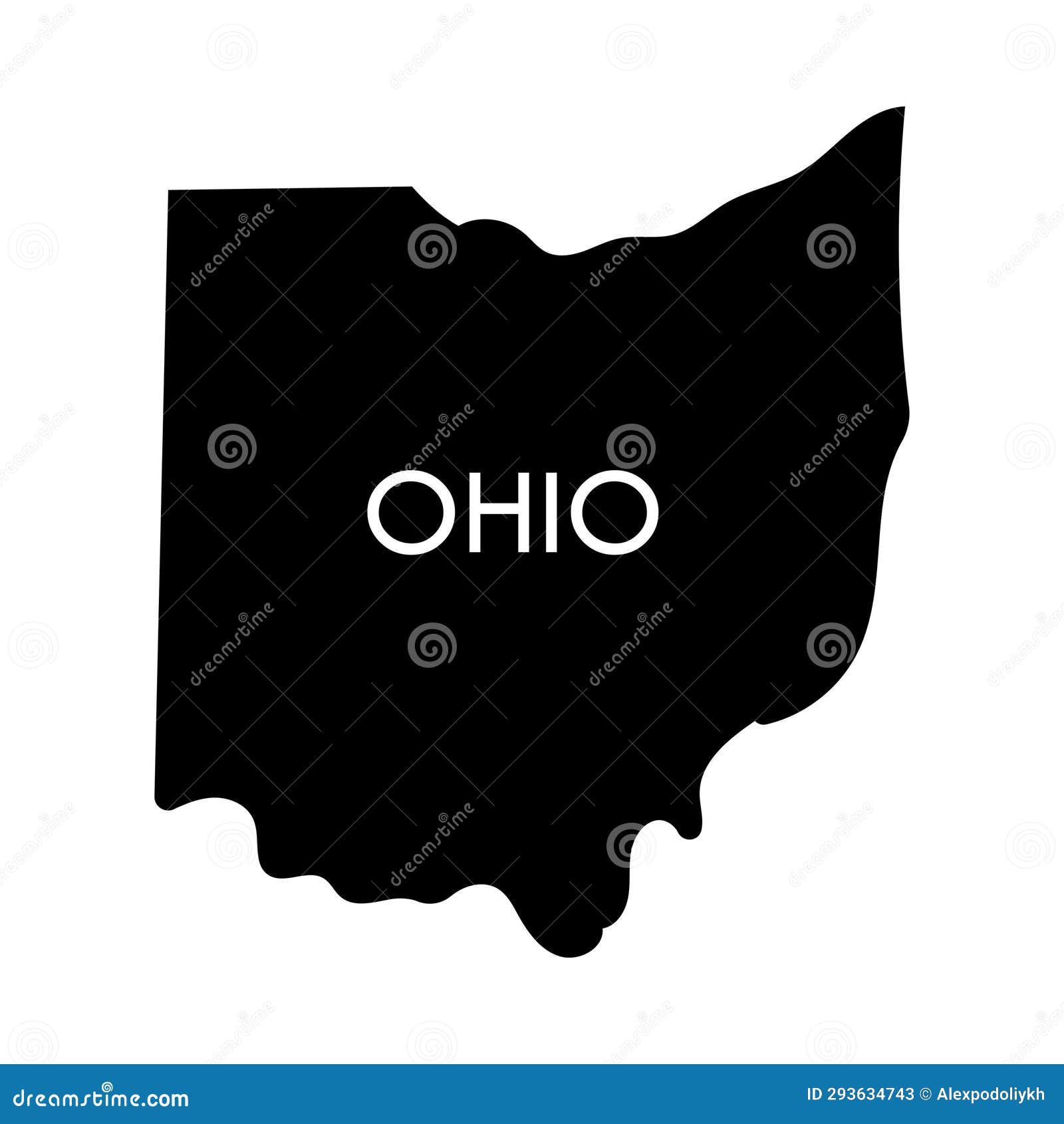 Ohio a US State Black Element Isolated on White Background. Stock ...