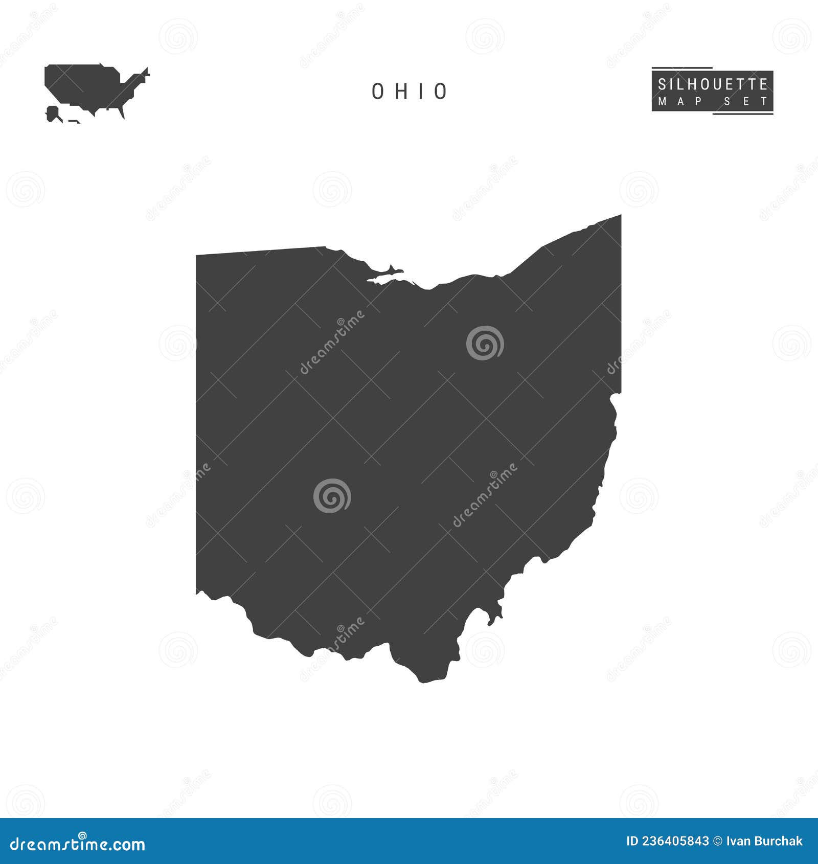 Ohio US State Vector Map Isolated on White Background. High-Detailed ...