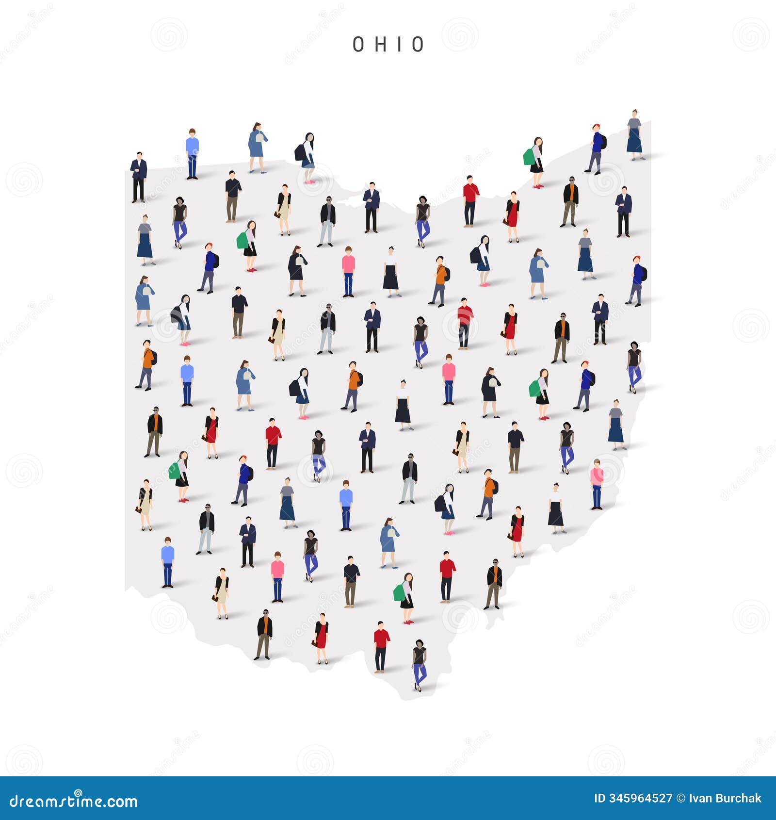 Ohio People Map. Detailed Vector Silhouette. Mixed Crowd Of Men And ...