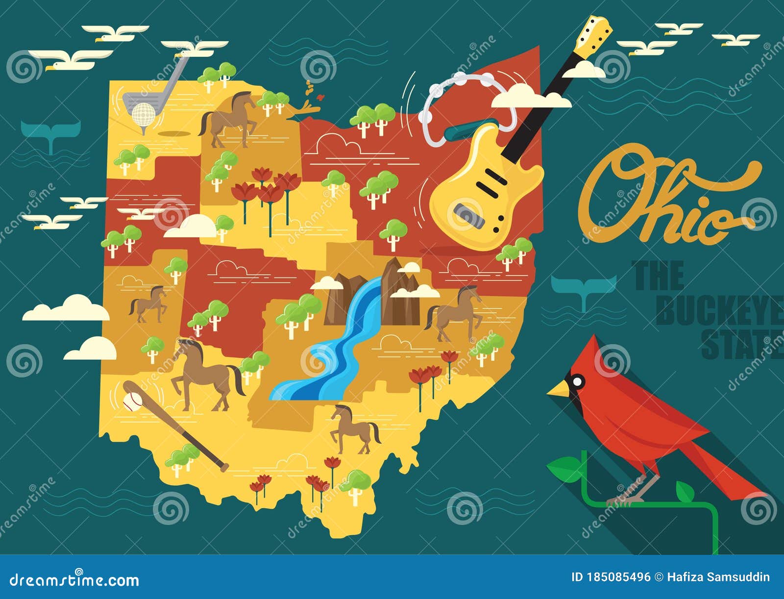 Ohio. Vector Illustration Decorative Design Stock Vector - Illustration ...