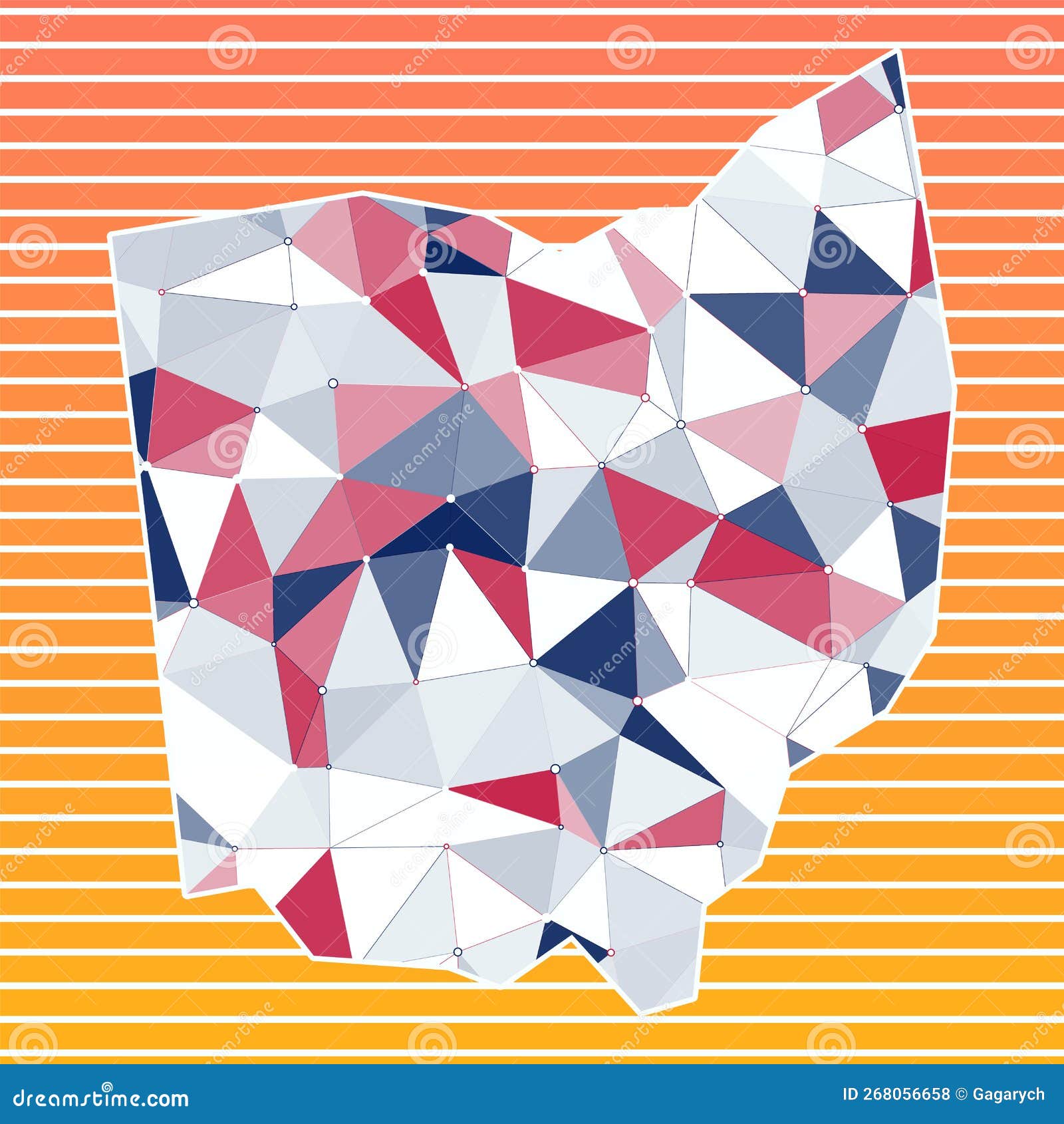 Ohio Vector Dot Grey Outline Triangle Perspective Modern Map ...